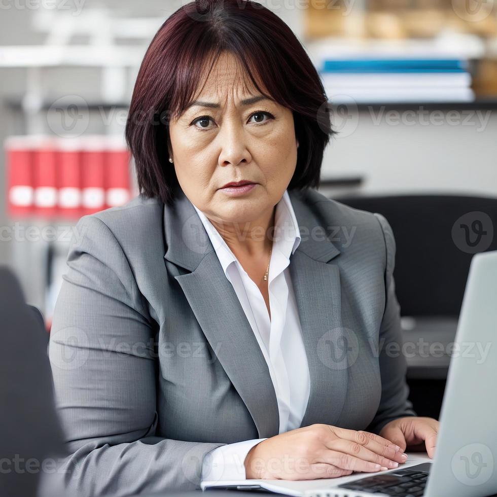 Overweight Middle Aged Asian Woman Feeling Stress About The Problem At