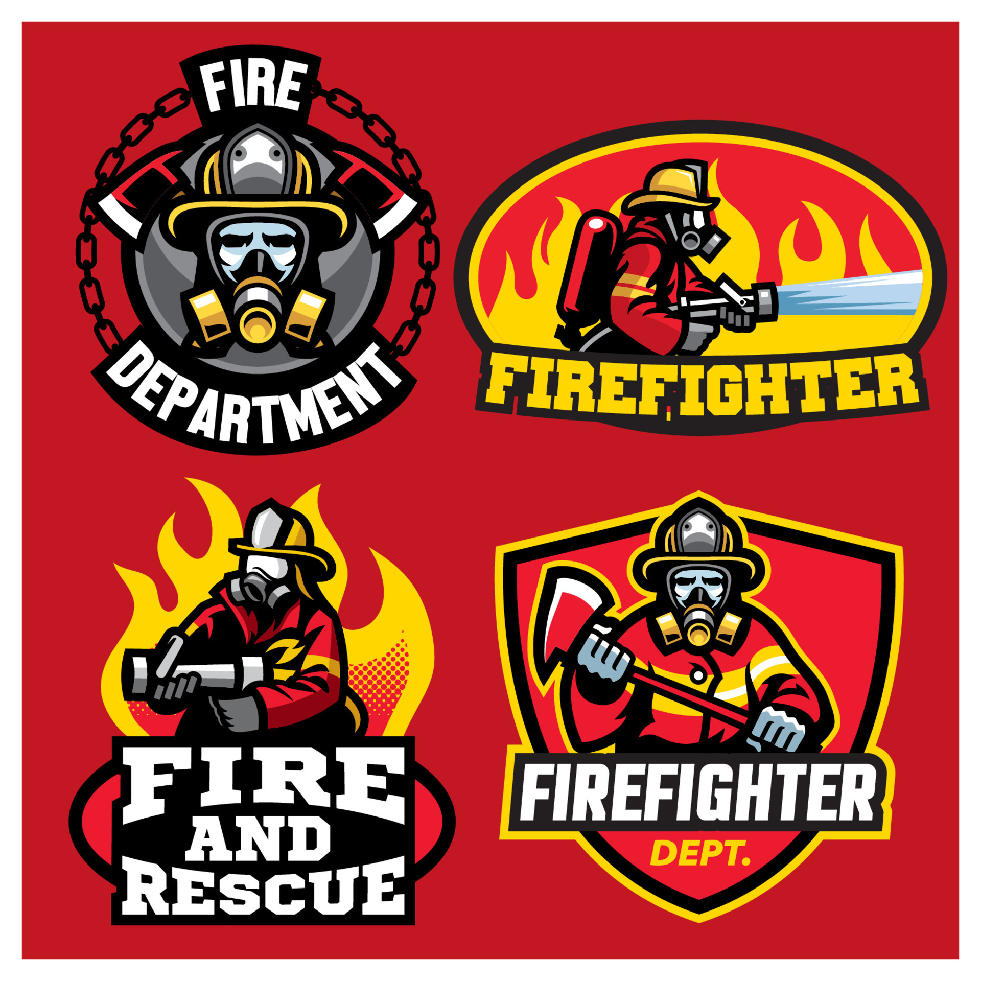 set of firefighter badge design 21774261 Vector Art at Vecteezy