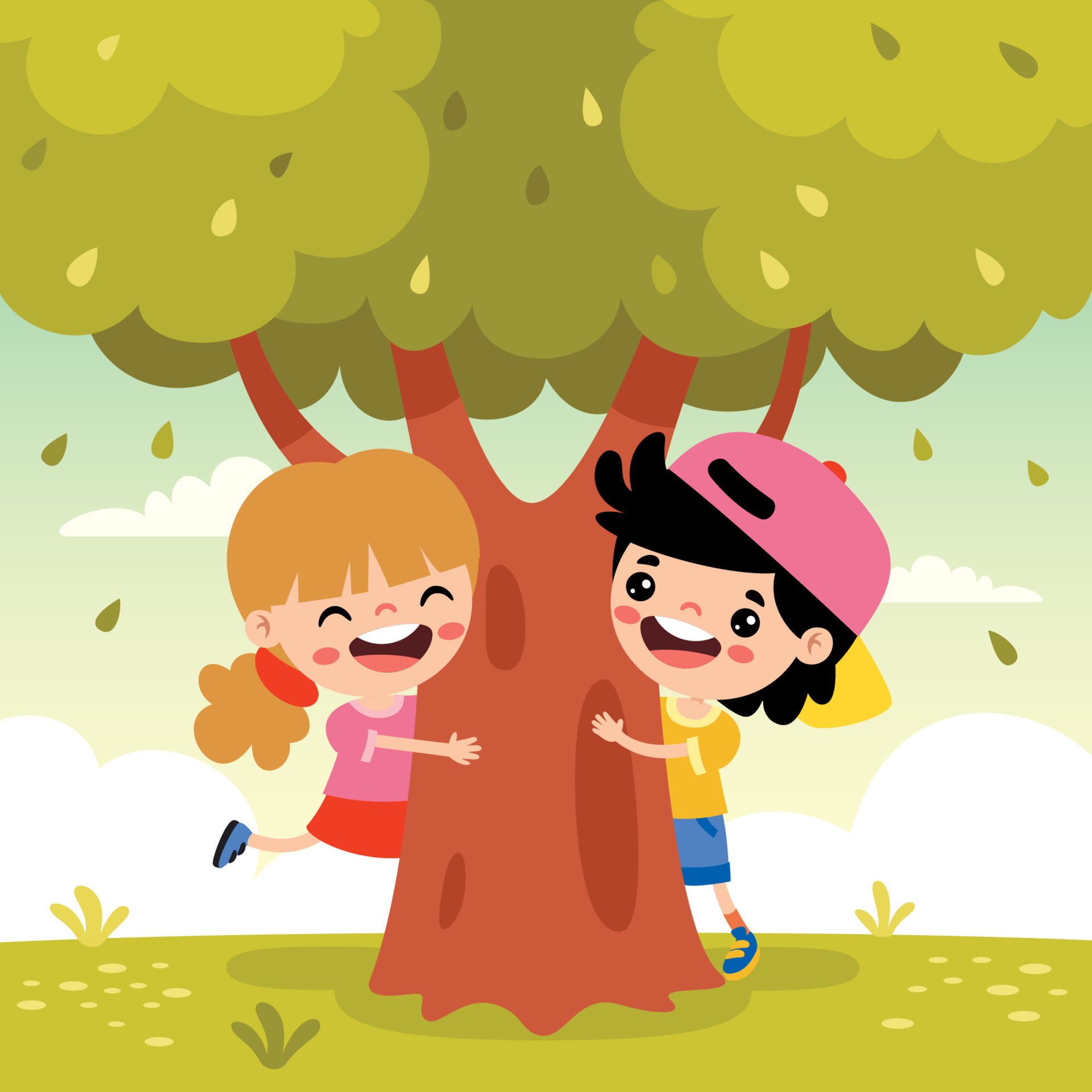 Cartoon Children Playing Under Tree 21774650 Vector Art at Vecteezy Cartoon Children Playing Under Tree 21774650 Vector Art at Vecteezy