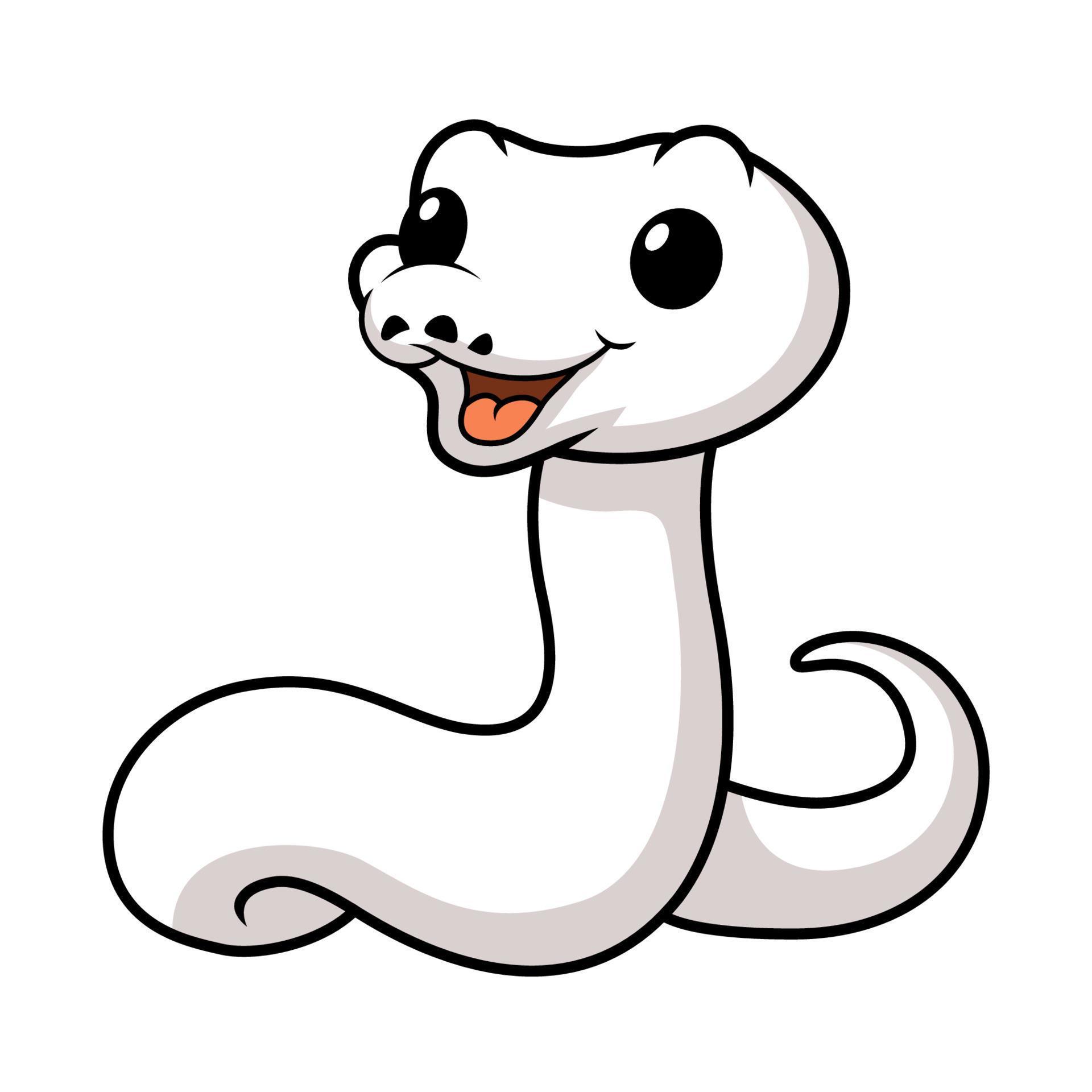 Cute white leucistic ball python snake cartoon 21774743 Vector Art at ...