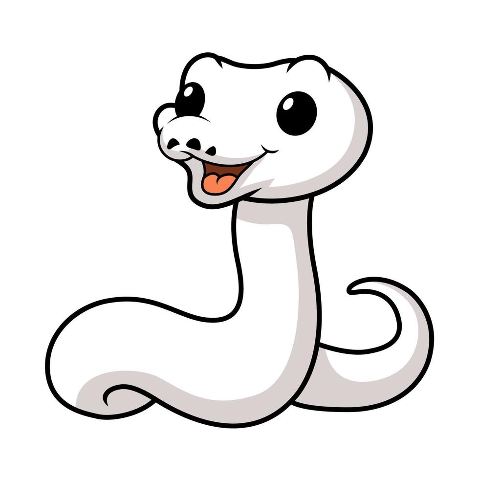 Cute white leucistic ball python snake cartoon 21774743 Vector Art at ...