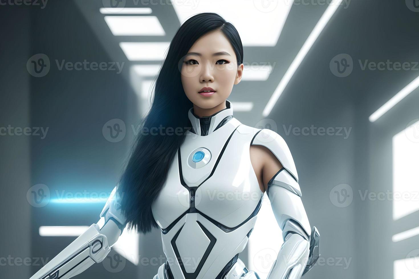 futuristic sci-fi portrait asian woman wearing cyborg armor, generative ... futuristic sci-fi portrait asian woman wearing cyborg armor, generative ...