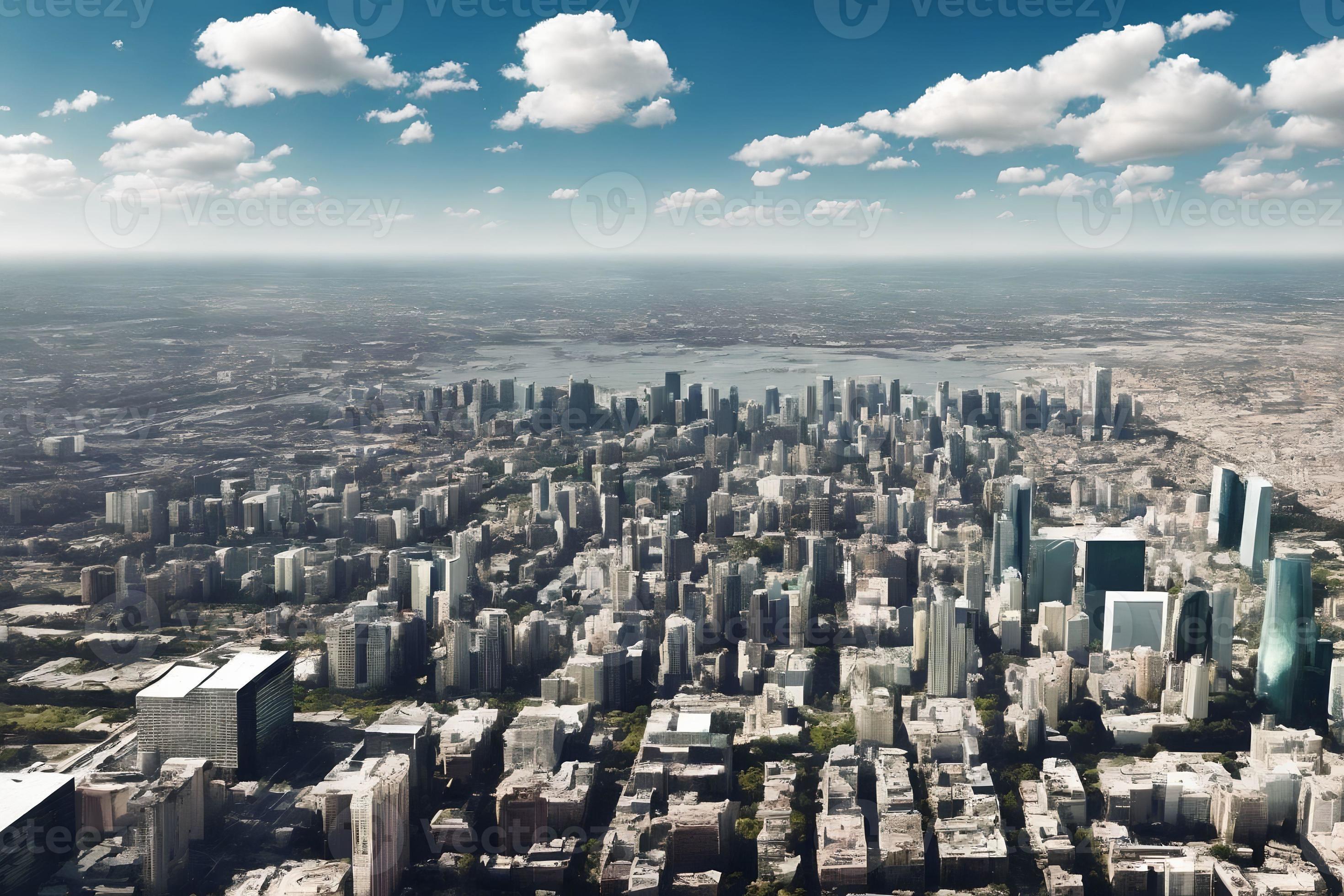 aerial view of big city building on sunny day , generative art by A.I ... aerial view of big city building on sunny day , generative art by A.I ...
