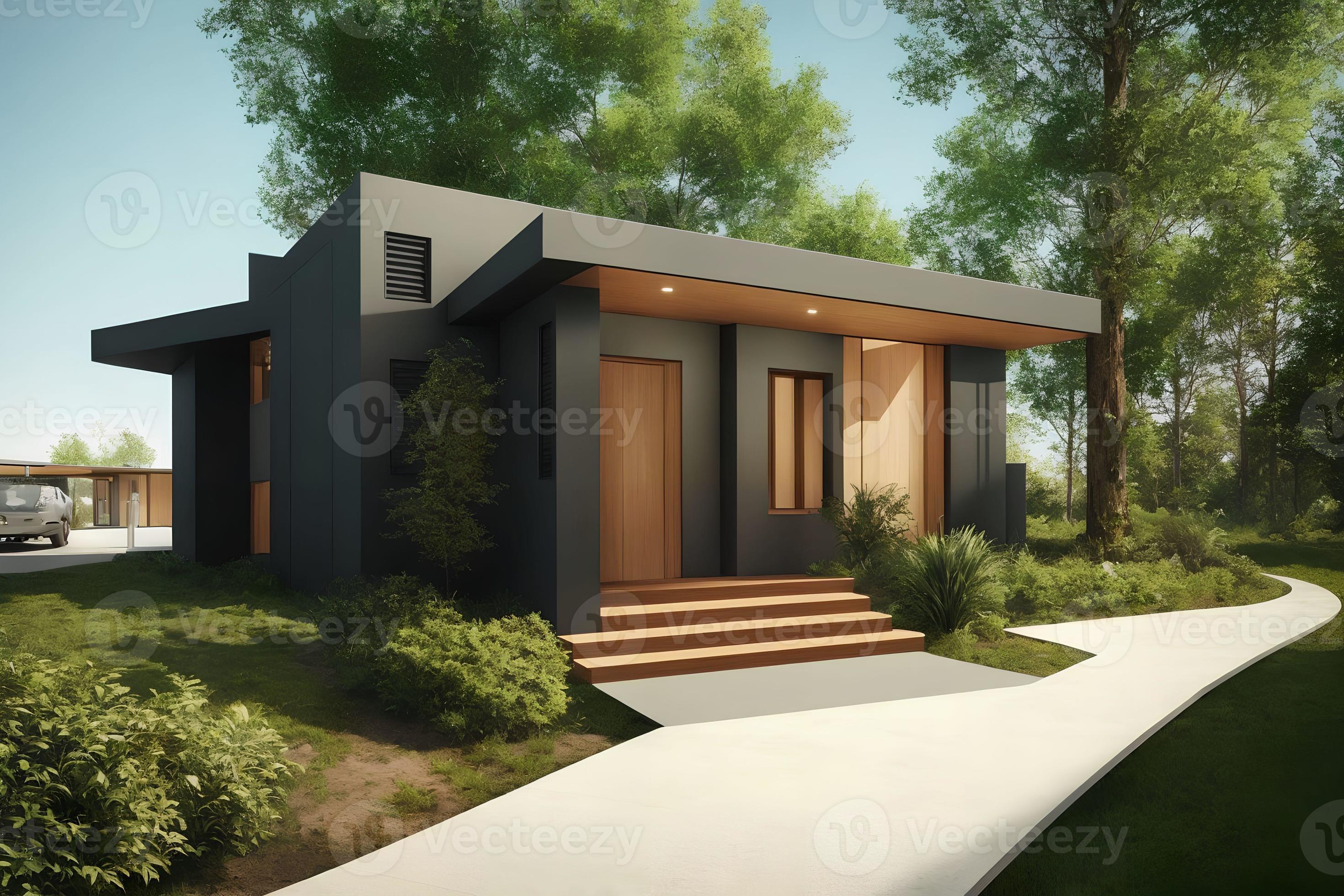 outside path walkway of modern house , generative art by A.I 21777165 ...
