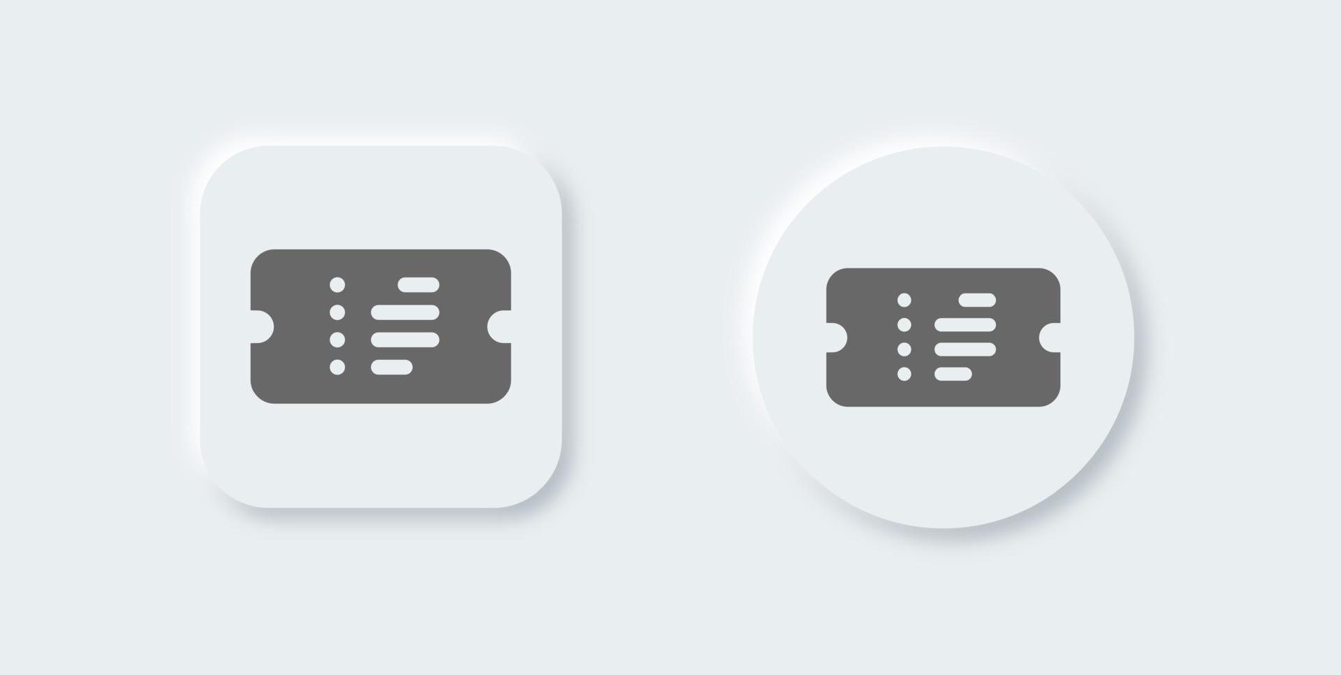 Ticket Solid Icon In Neomorphic Design Style Coupon Signs Vector