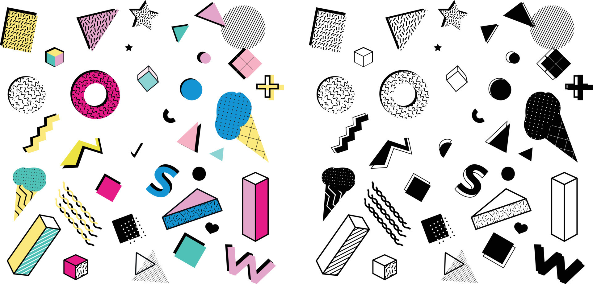 Retro Geometric Shape Elements 21779998 Vector Art at Vecteezy