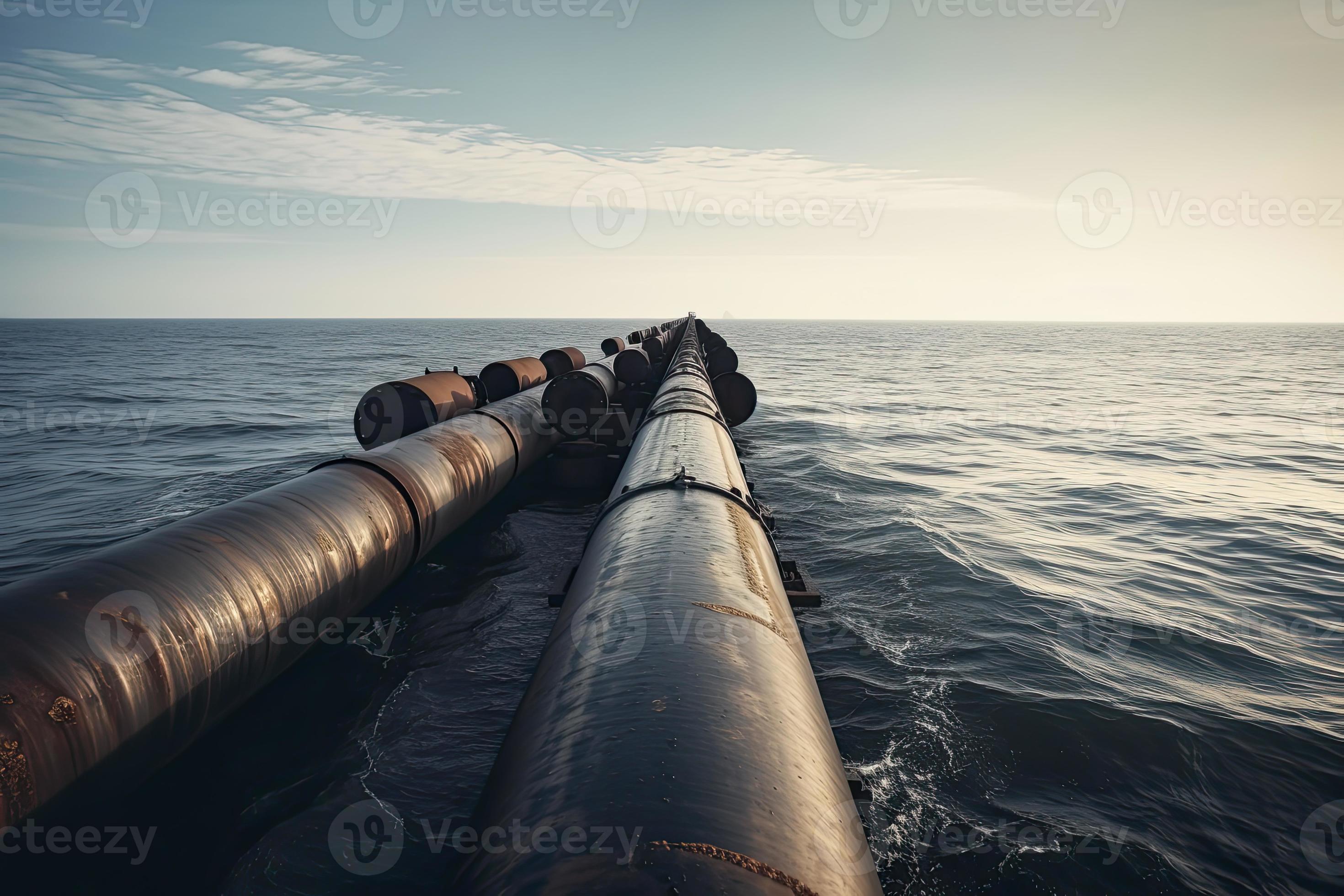 Pipelines disappear in the depths of the ocean. Pipeline transportation is most common way of ...