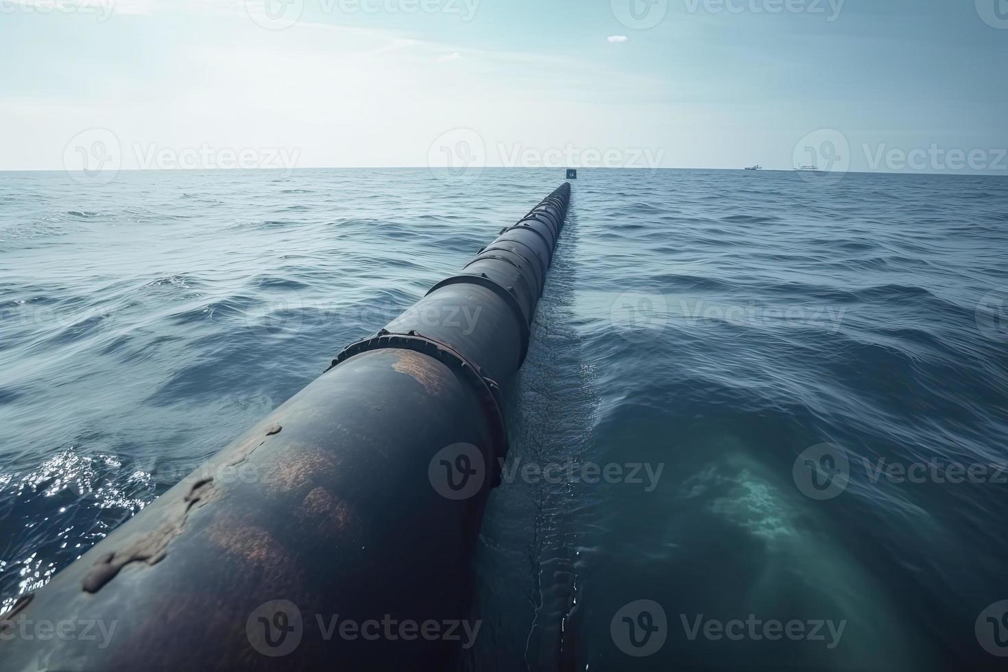 Pipelines disappear in the depths of the ocean. Pipeline transportation is most common way of ...