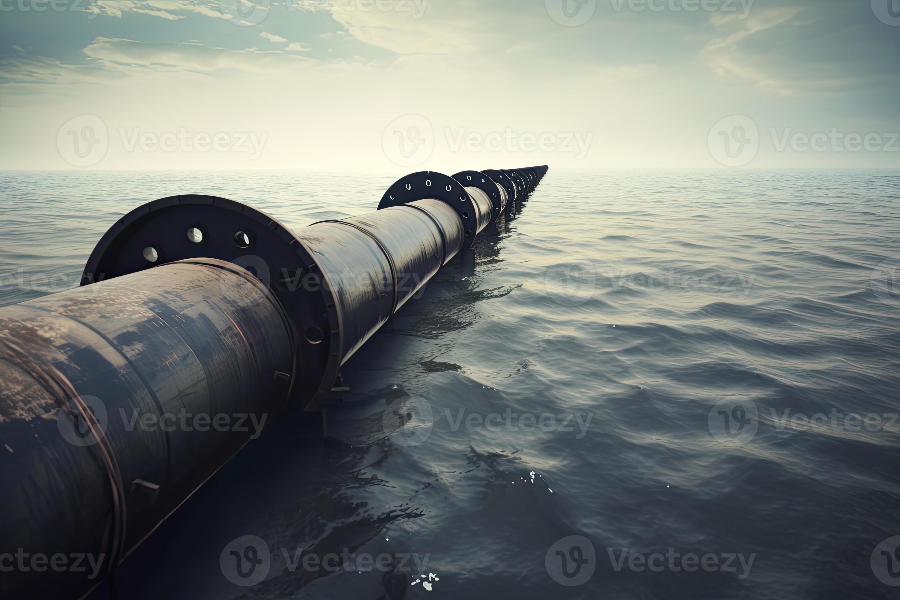 Pipelines disappear in the depths of the ocean. Pipeline transportation is most common way of ...