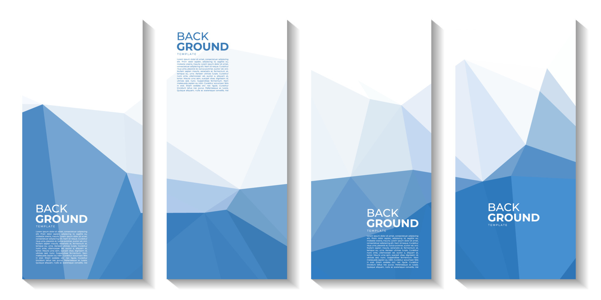 A set of brochures with a blue and white background with a triangle design. 21780513 Vector Art ...