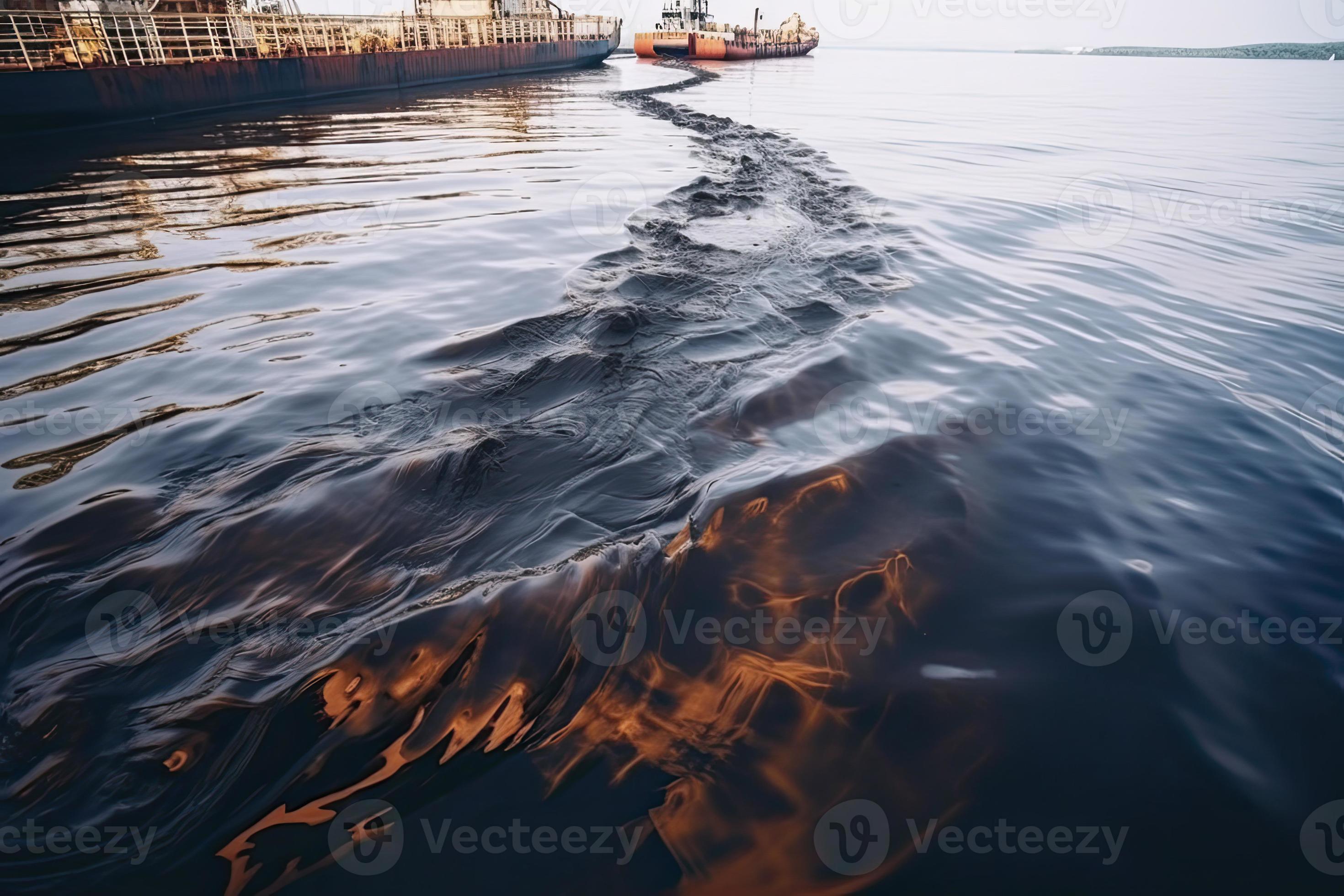Oil Leak From Ship Oil Spill Pollution Polluted Water Surface Water Pollution As A Result Of