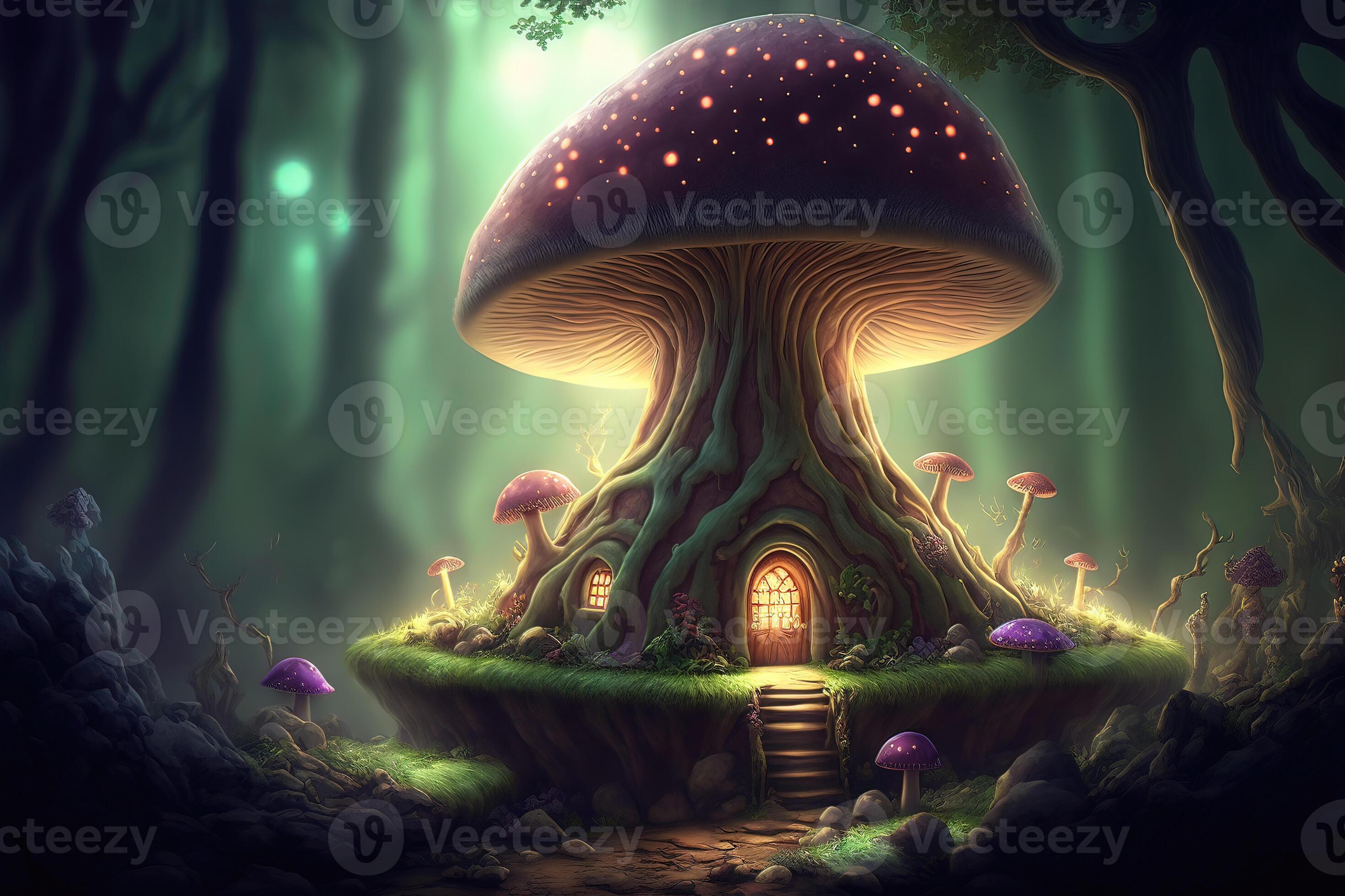 Fantasy mushroom house wallpaper in the forest. 21781518 Stock Photo at ... Fantasy mushroom house wallpaper in the forest. 21781518 Stock Photo at ...