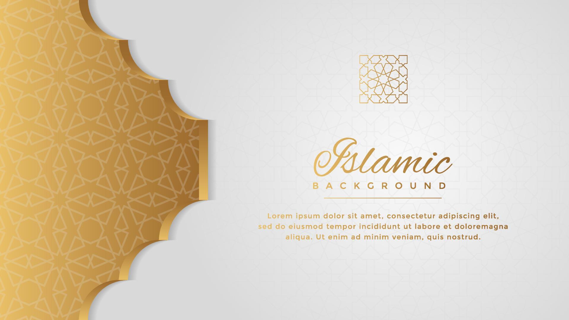 Islamic Arabic Moroccan Style Elegant White Golden Background with Copy Space Place for Text ...