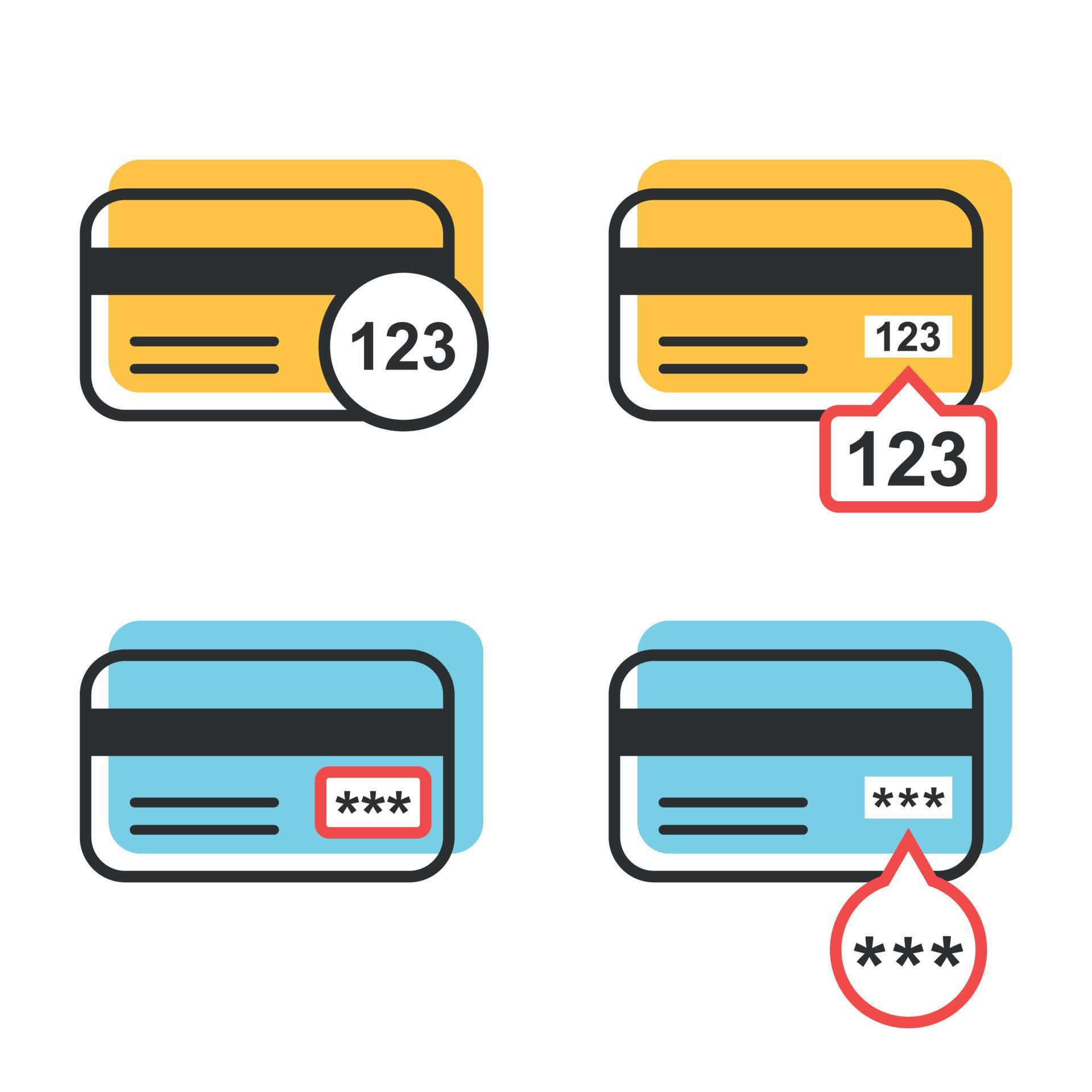Credit Card Icon In Flat Style Cvv Verification Code Vector Illustration On Isolated Background