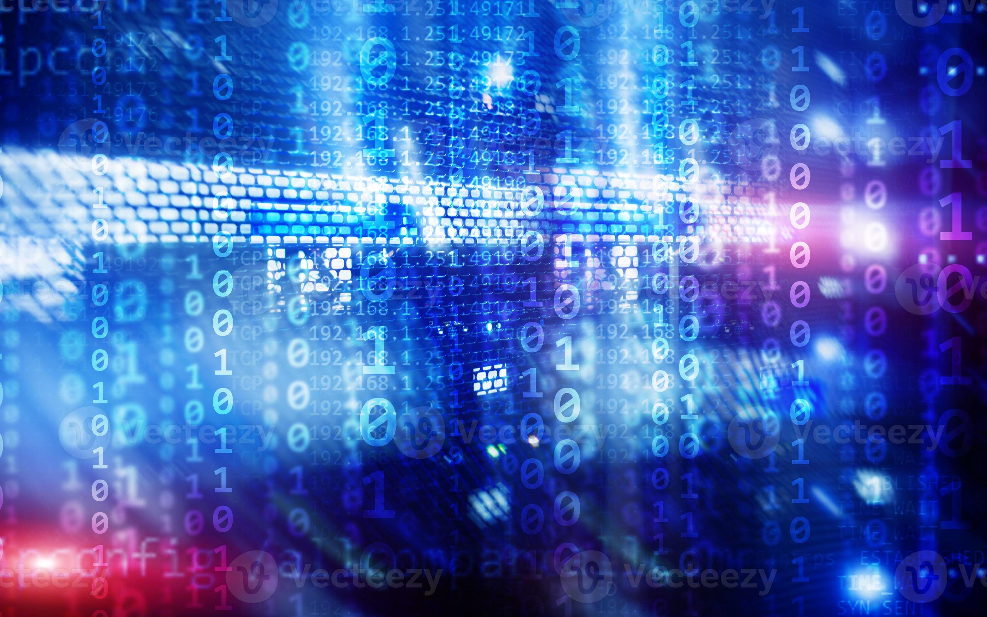 Binary code matrix digital internet technology concept on server room ...