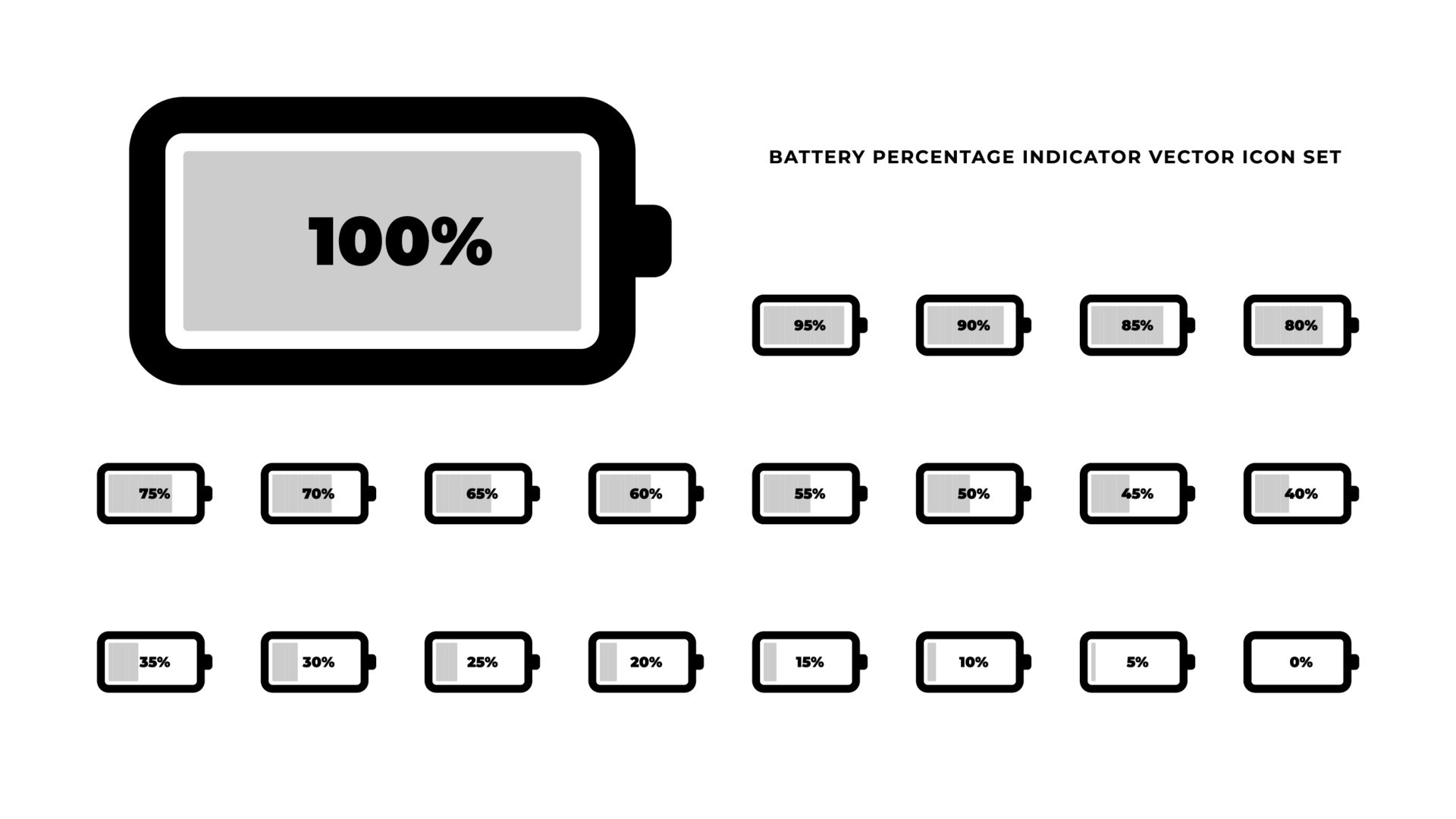 Battery percentage indicator vector icons set 21790301 Vector Art at ...