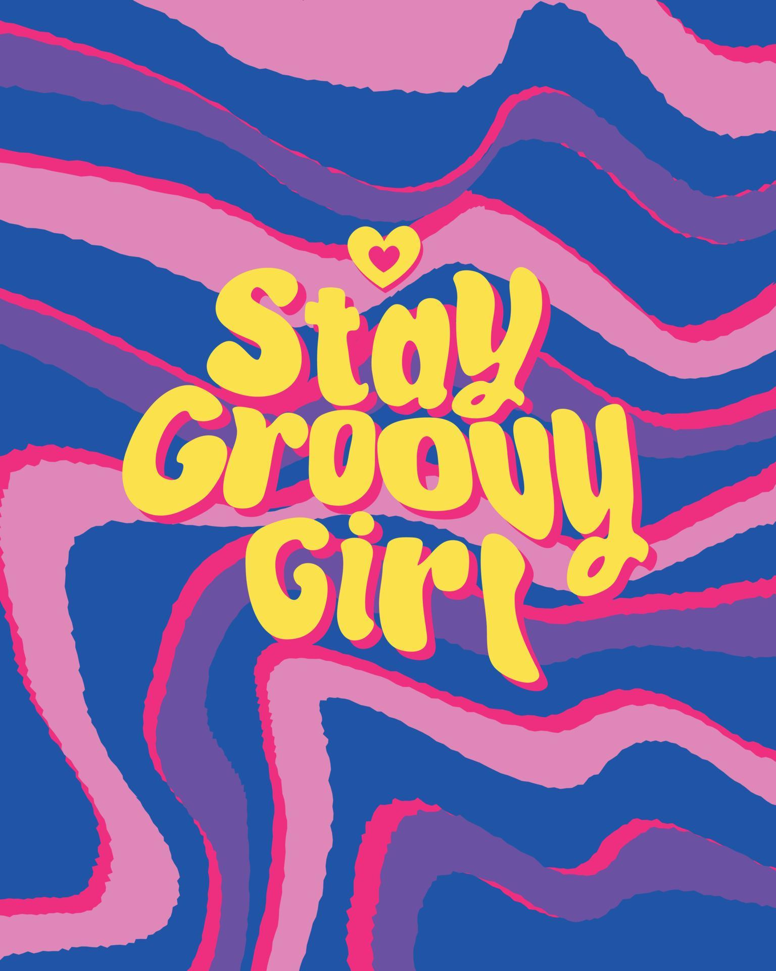 Vibrant Groovy 90s vibe poster. Vintage interior vibrant poster with decorative lettering ...