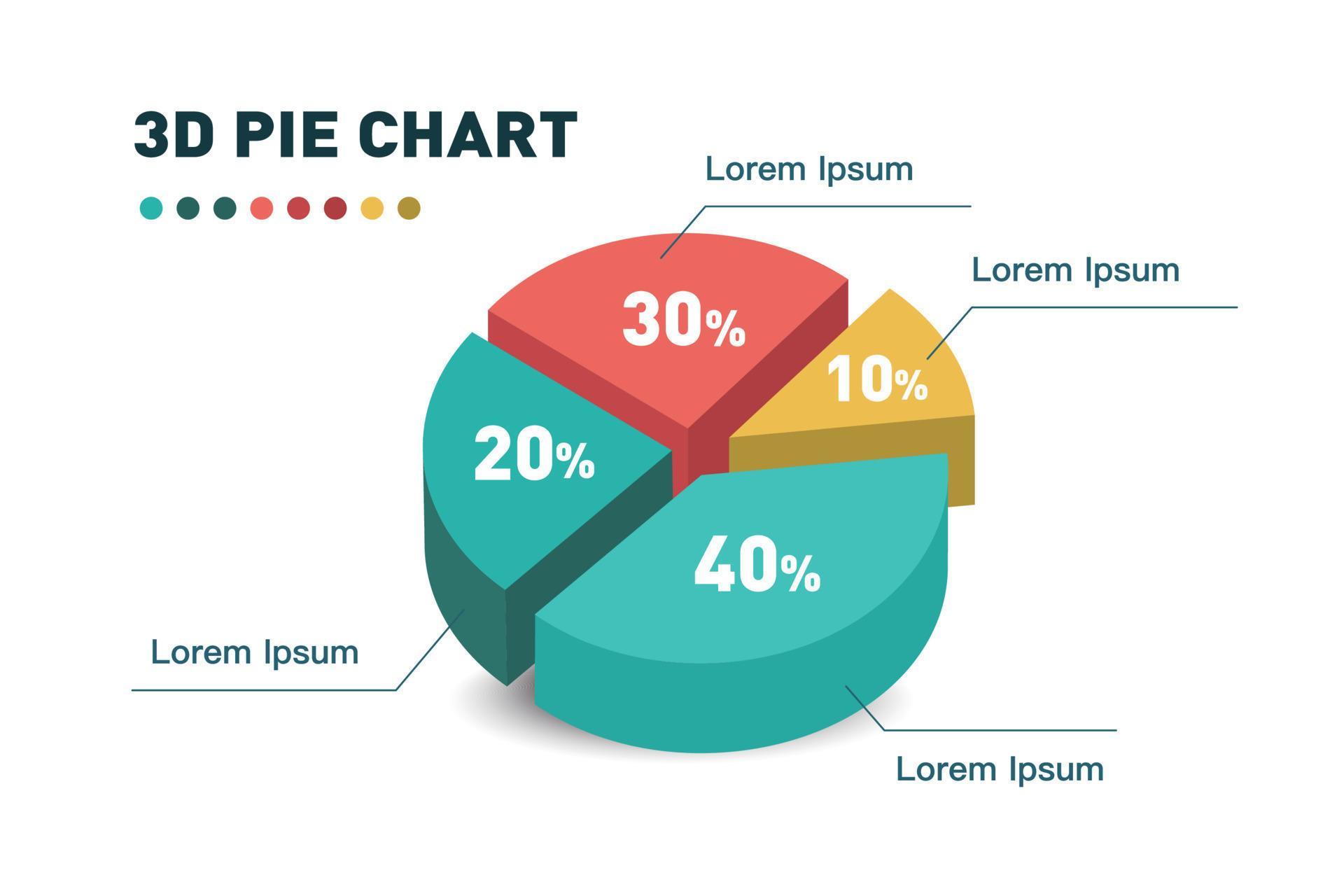 3d pie chart four pieces.Infographic isometric puzzle circular template ...