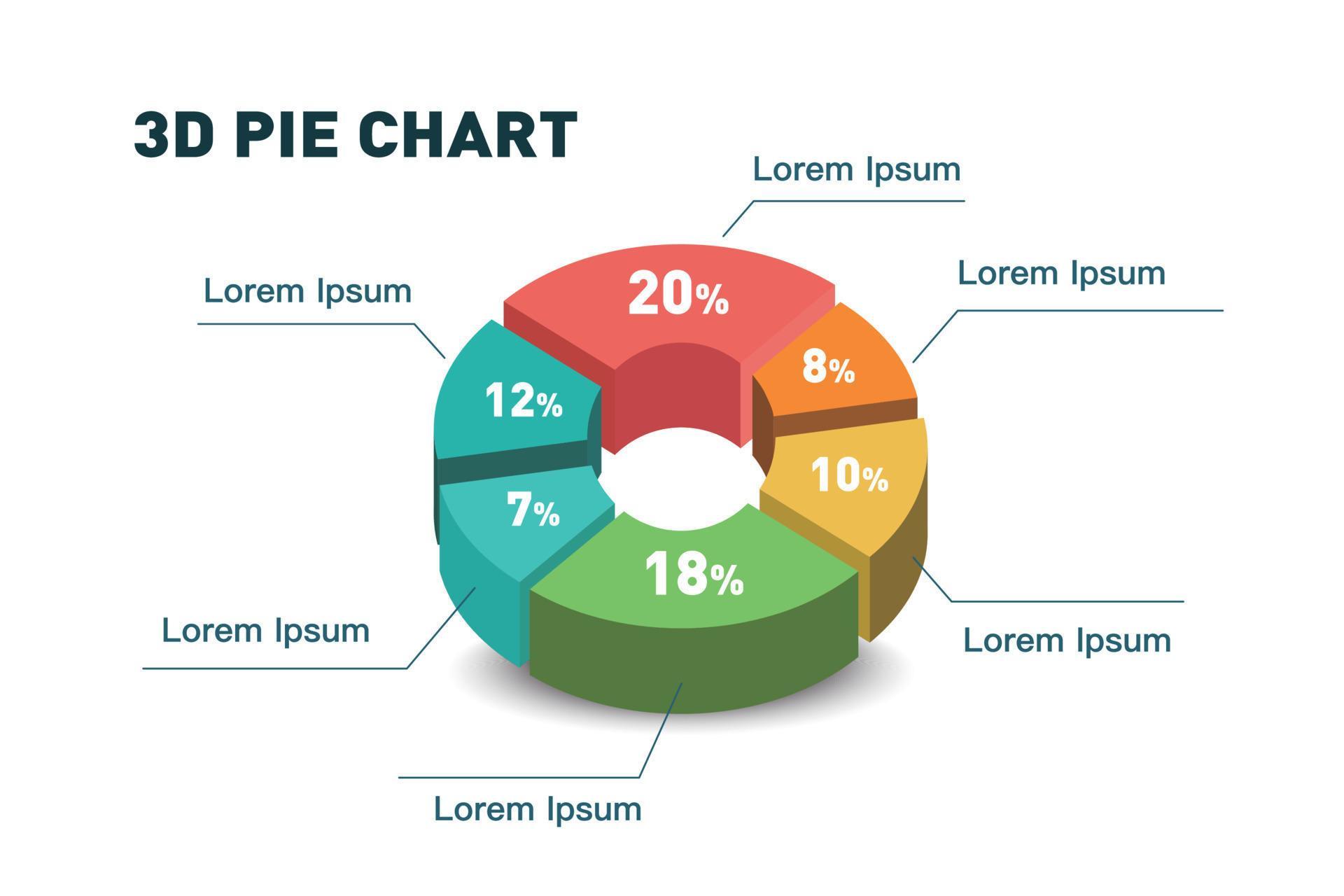 3d pie chart six pieces.Infographic isometric puzzle circular template ...
