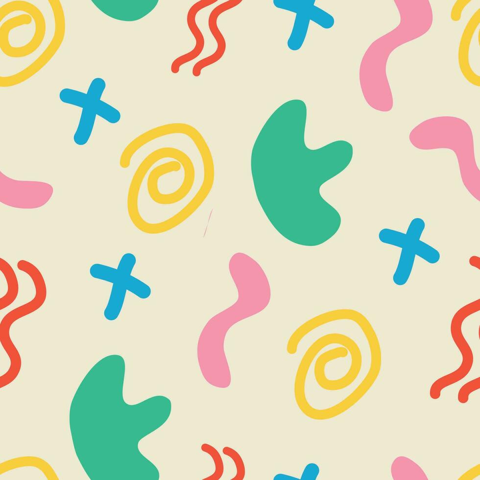 Fun colorful line doodle seamless pattern. Background for children ... Fun colorful line doodle seamless pattern. Background for children ...