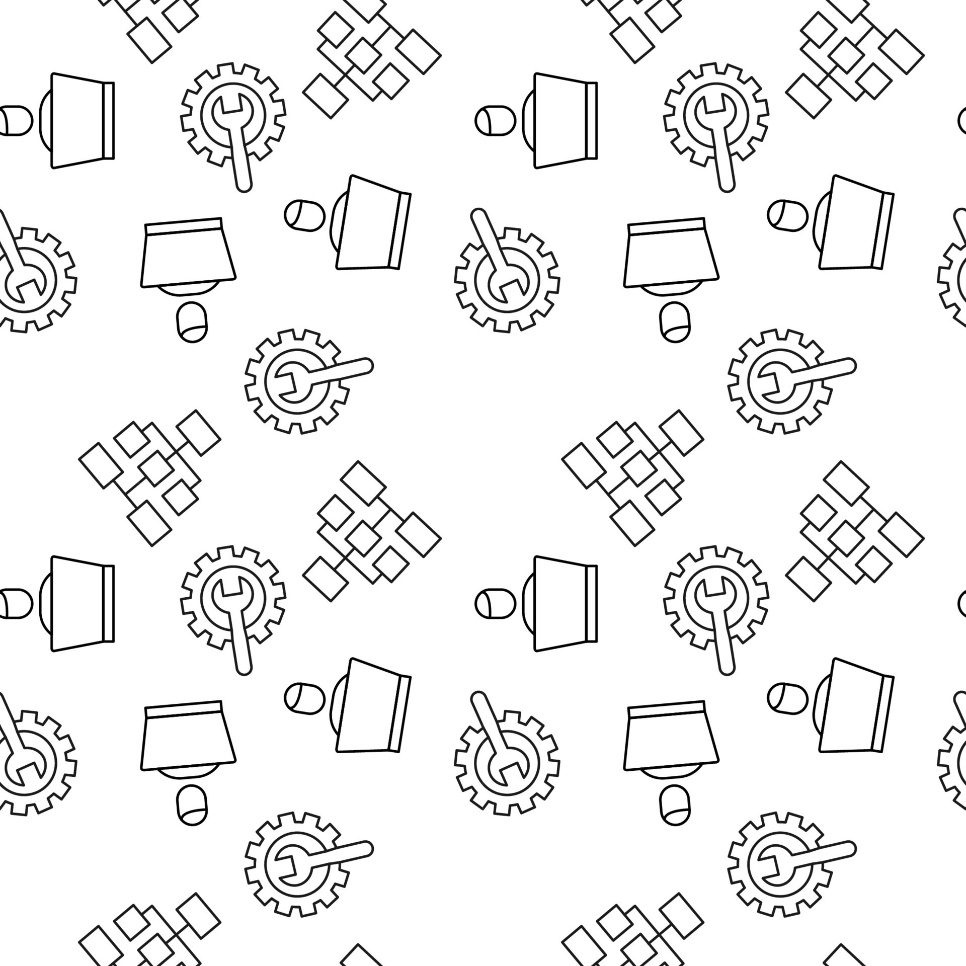 Vector seamless pattern of freelancer, programmer, wrench inside of ...