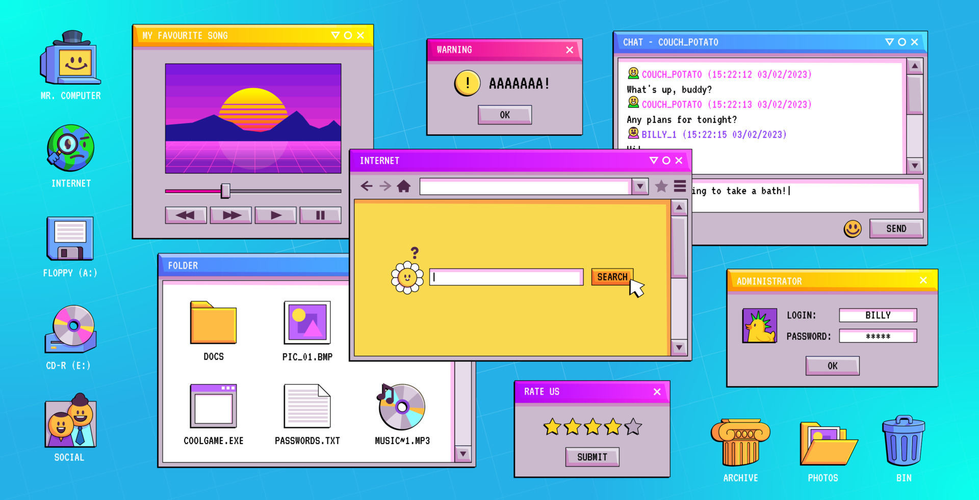 Retro Software Windows On Computer Desktop 21795108 Vector Art At Vecteezy