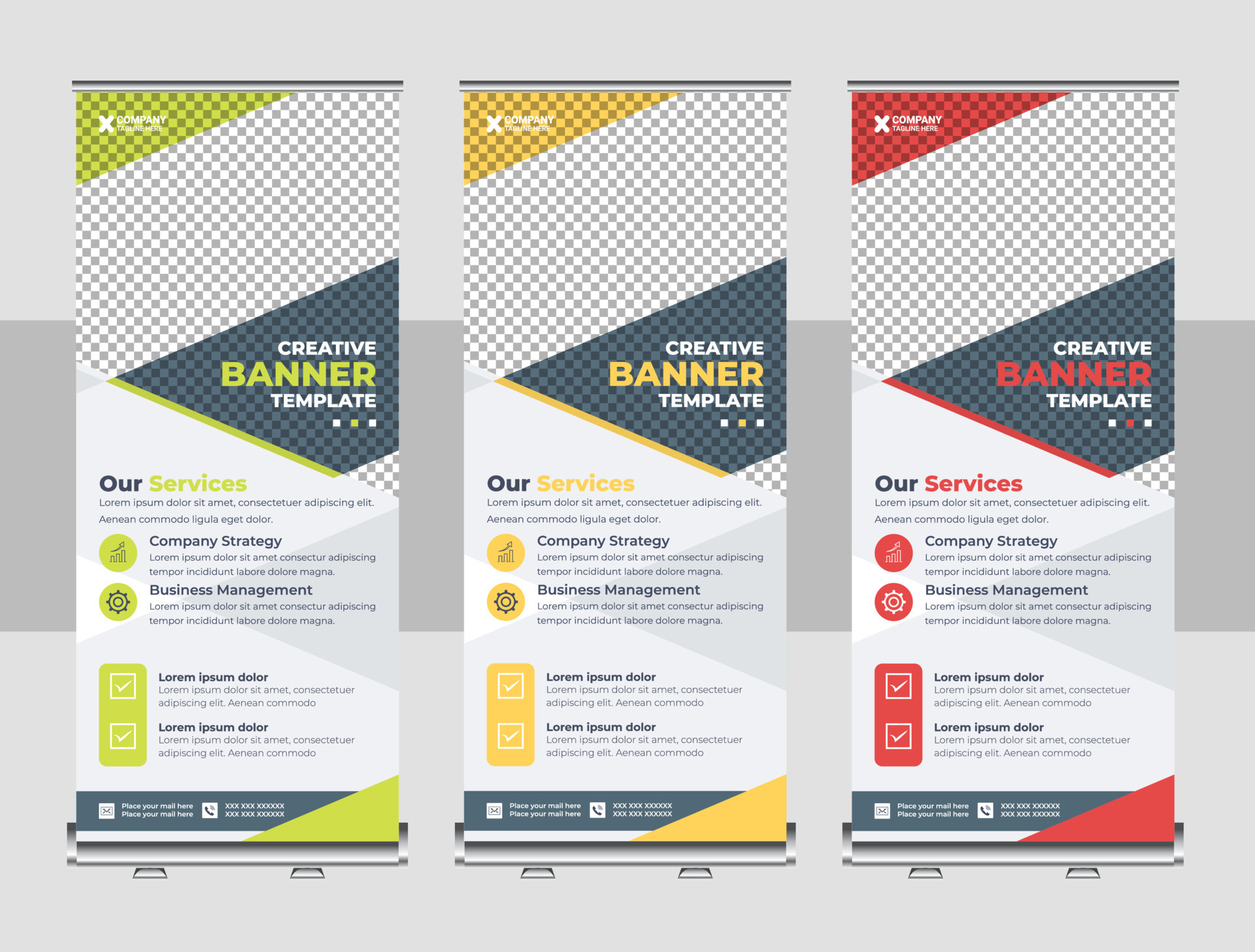 Roll Up Banner Design Template Business Banner Layout Vertical Abstract Background Pull Up