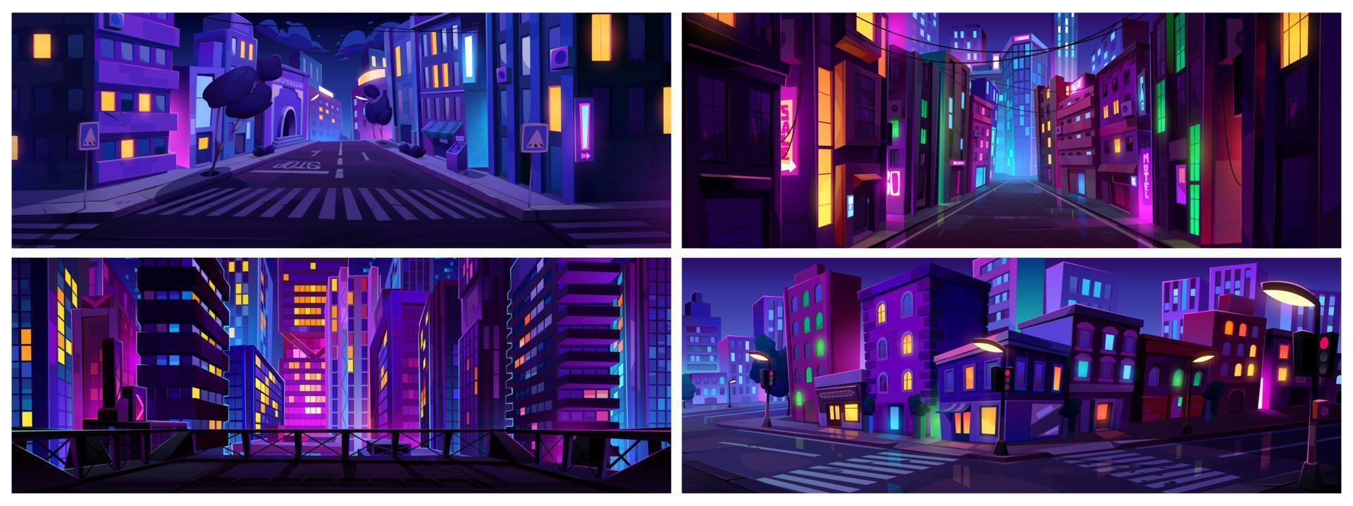 Neon light on night city road street landscape 21795352 Vector Art at Vecteezy