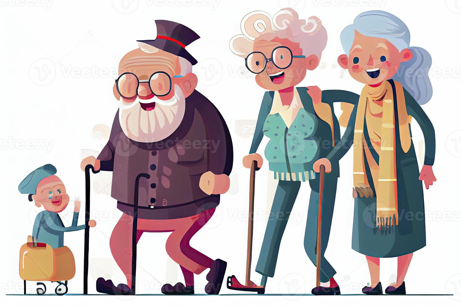 Cartoon Old People Happy Aged Citizens Disabled Senior On Older cartoon-old-people-happy-aged-citizens-disabled-senior-on-older