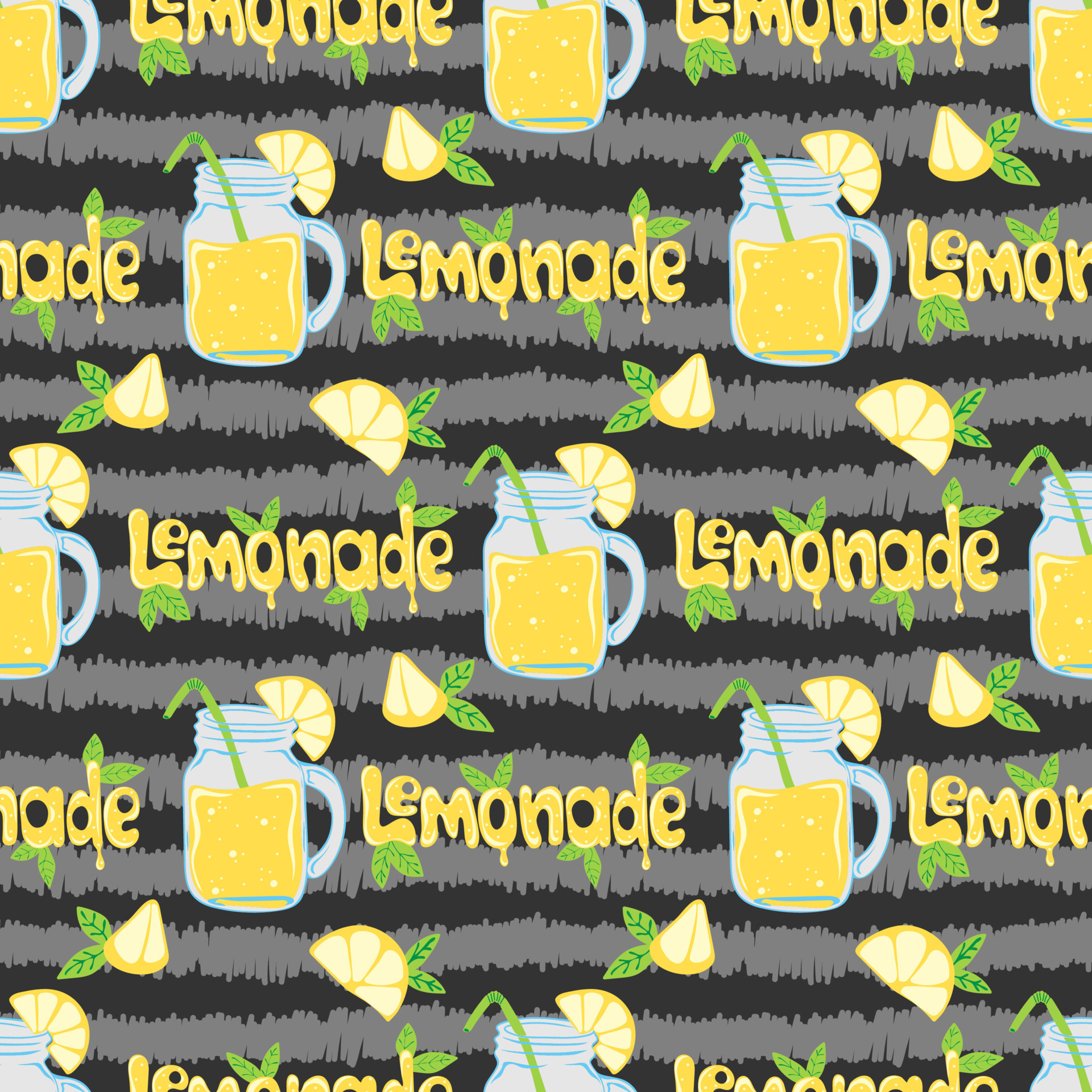 Lemonade jar and lemon slices seamless pattern on striped background 21797598 Vector Art at Vecteezy