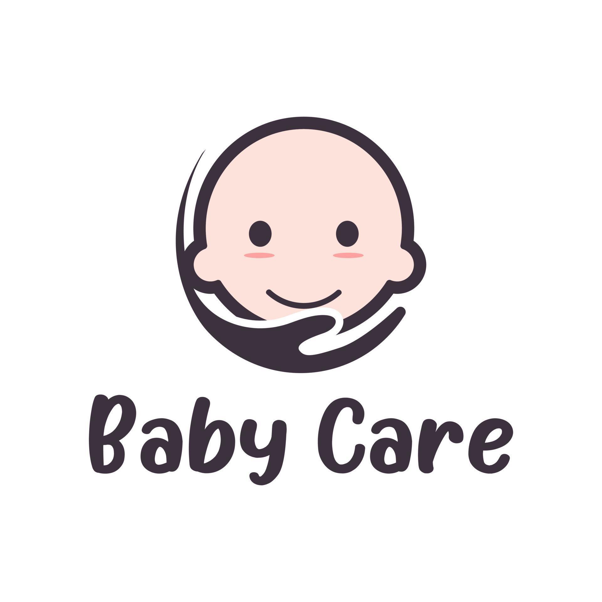 Baby Care Logo Design Template with a baby icon and hand. Perfect for business, company, mobile ...