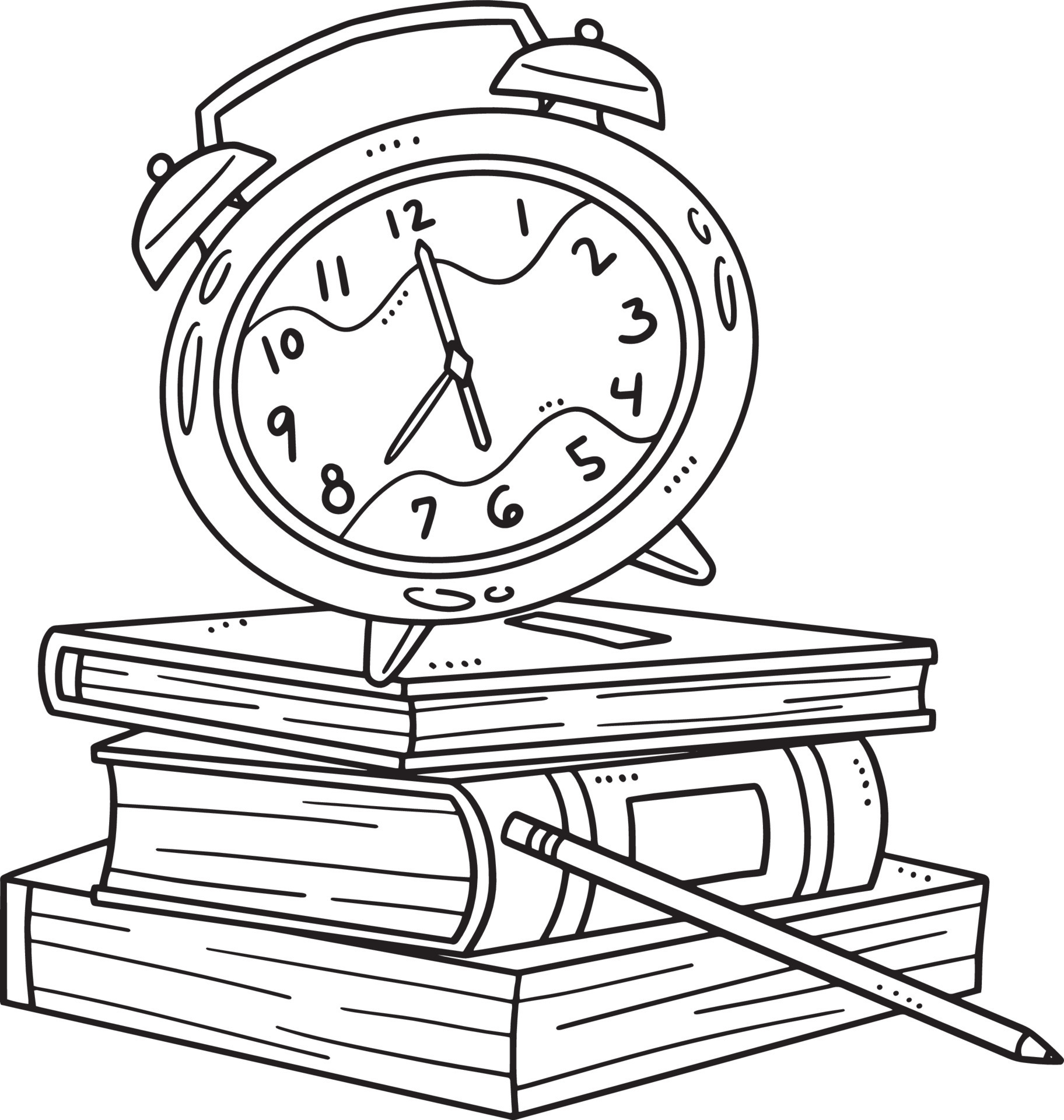 Back To School Alarm Clock and Books Isolated 21813691 Vector Art at ...