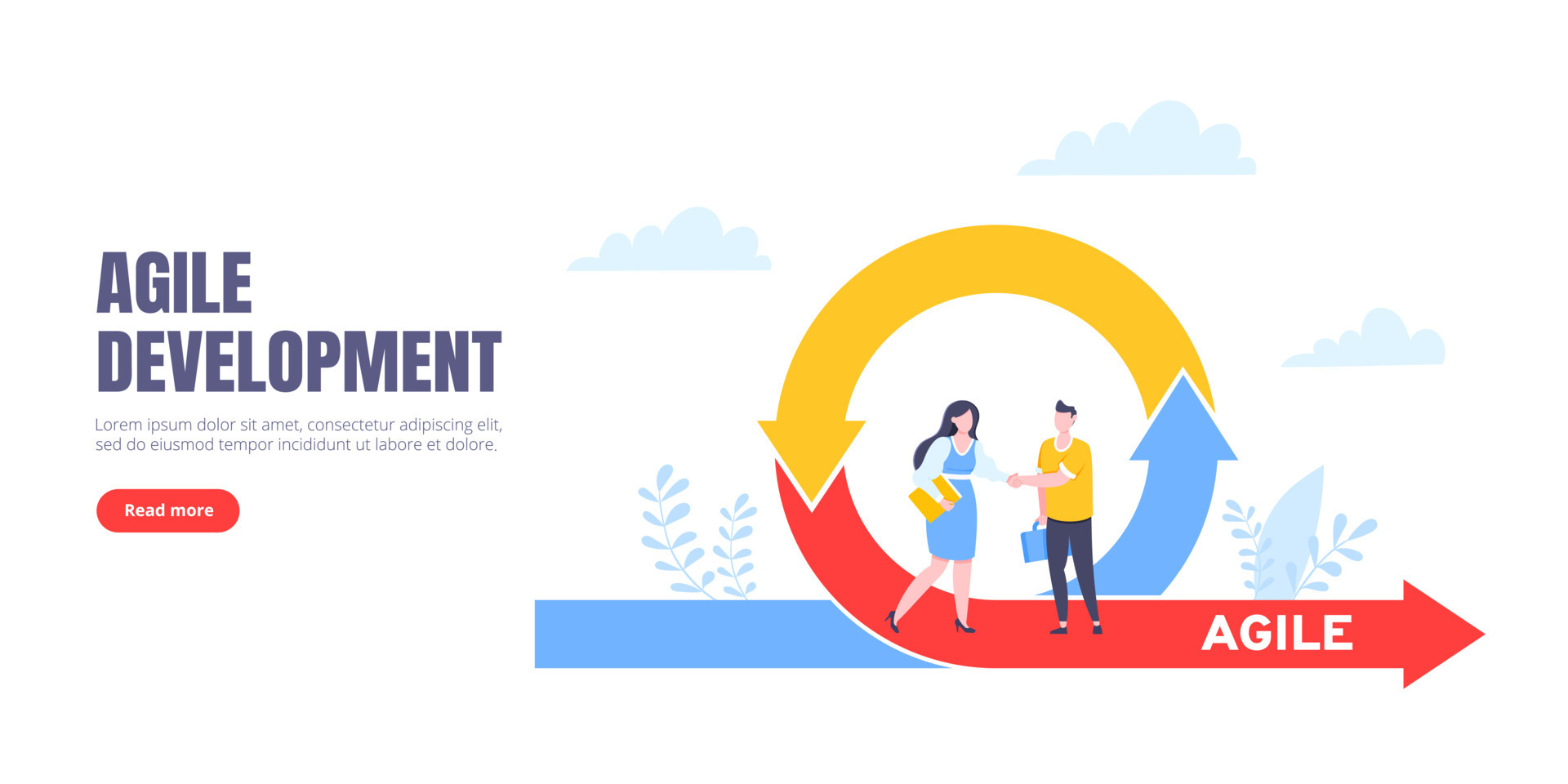 Agile development methodology business concept flat style design vector ...