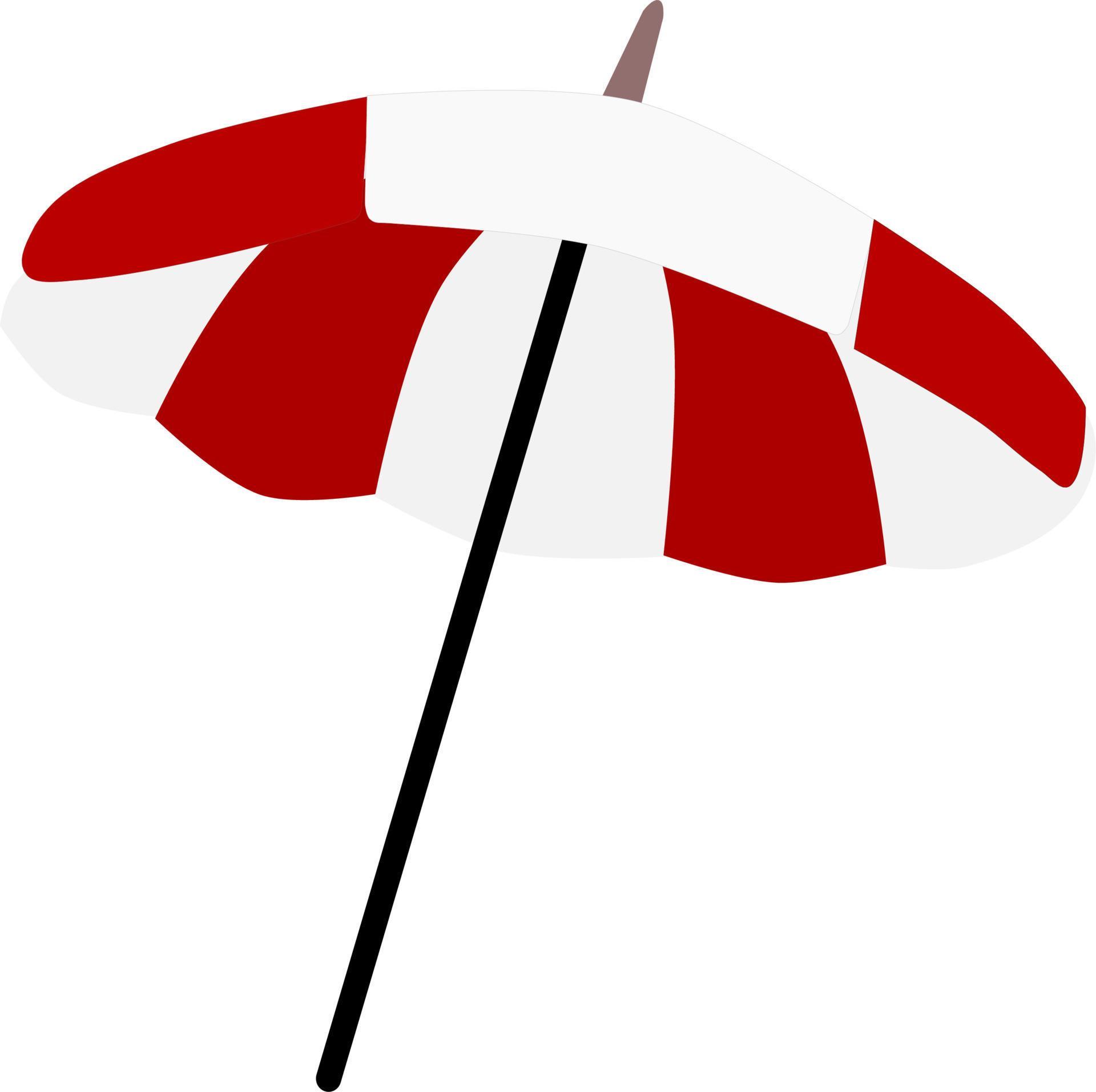 Red White Beach Umbrella Isolated On White Background Summer Equipment