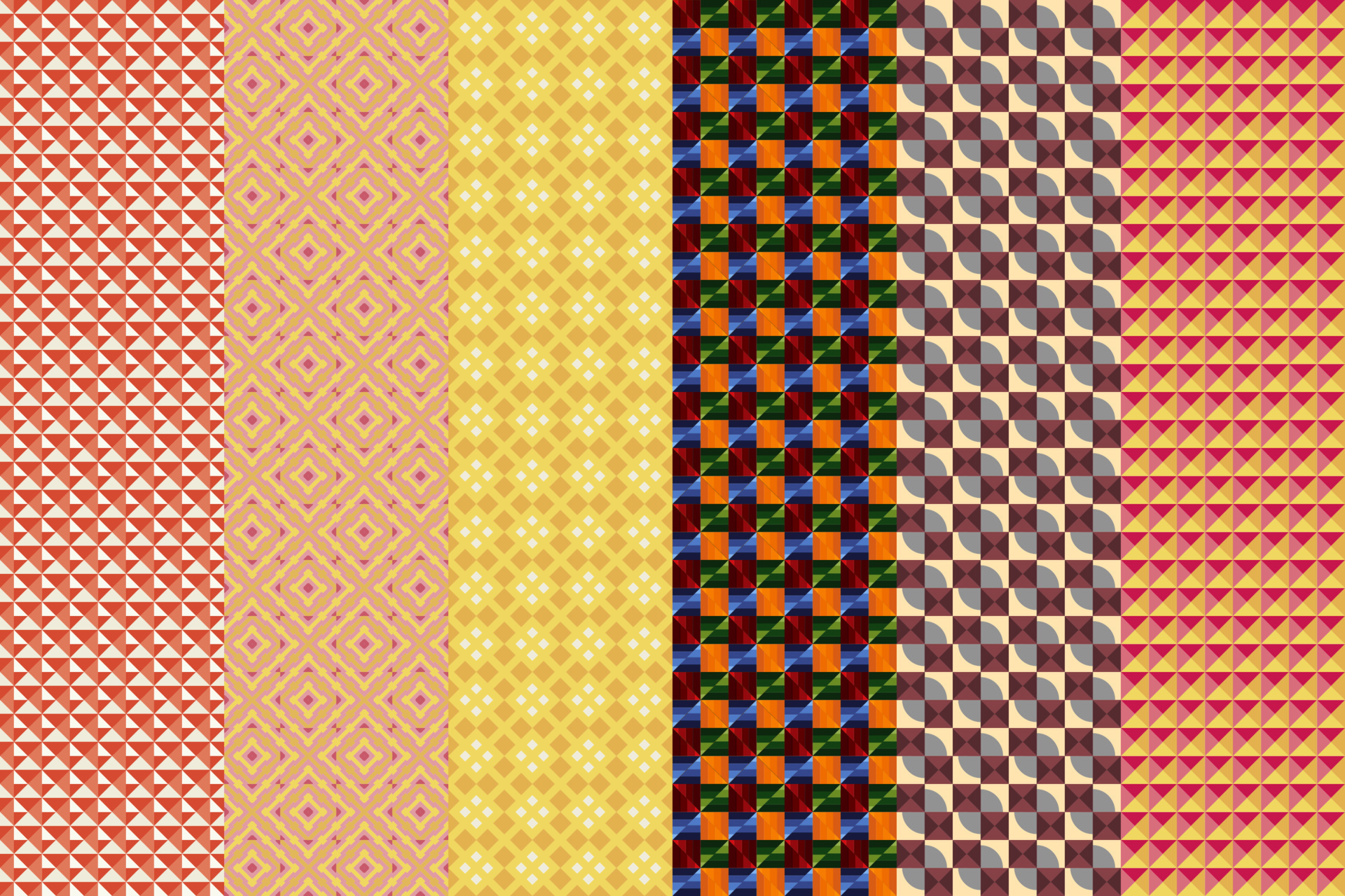 Seamless Set Of Pattern Geometric Ornament Digital Paper Textile Print Vector Art Background