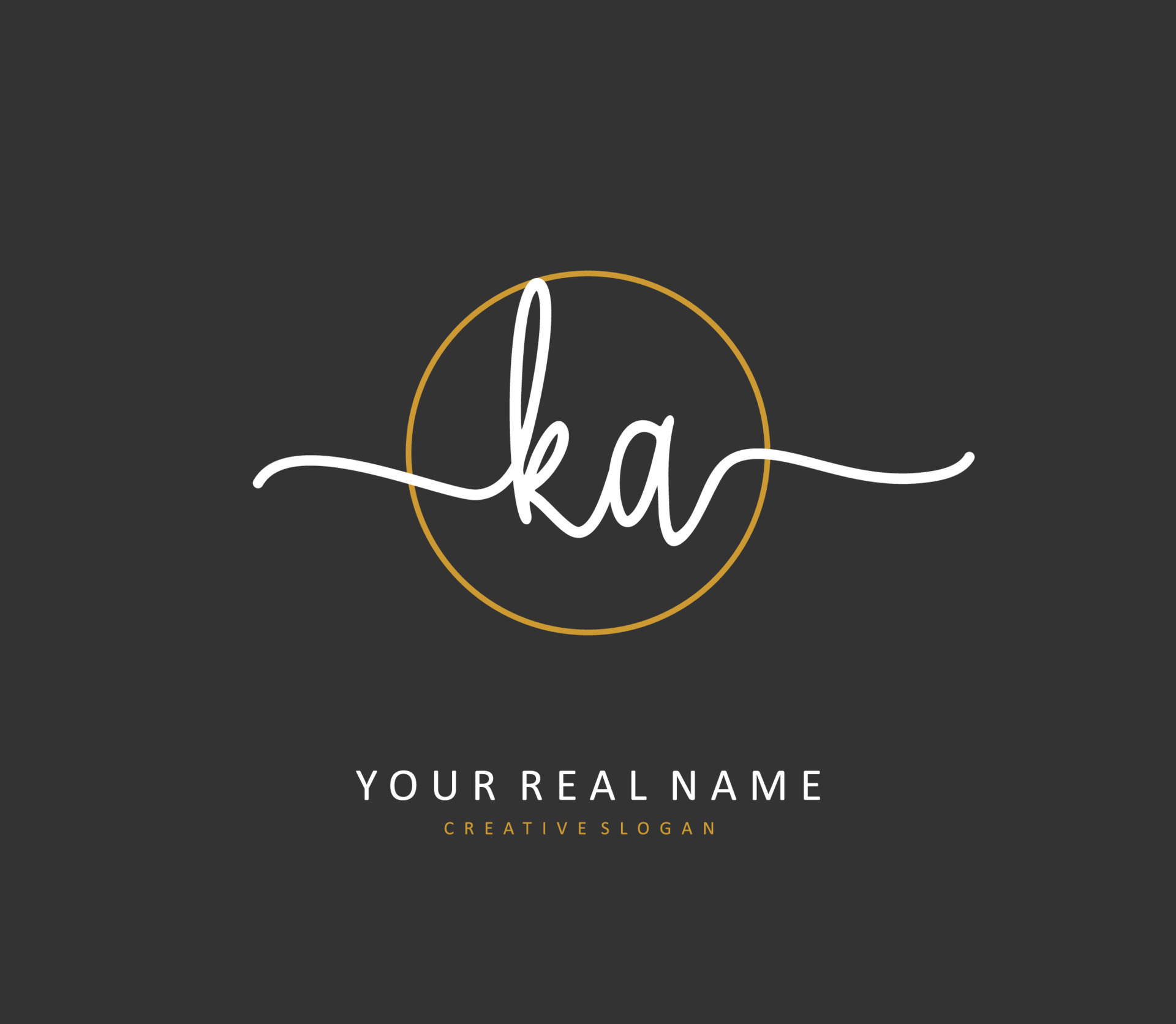 K A KA Initial letter handwriting and signature logo. A concept ...
