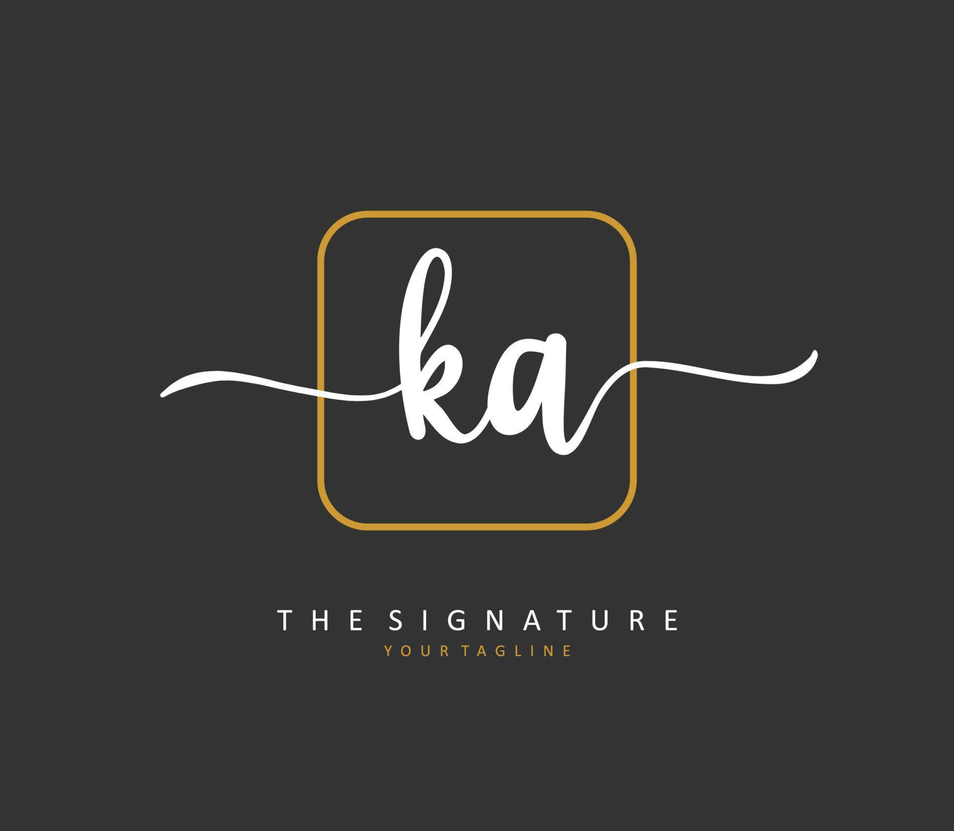 K A KA Initial letter handwriting and signature logo. A concept ...