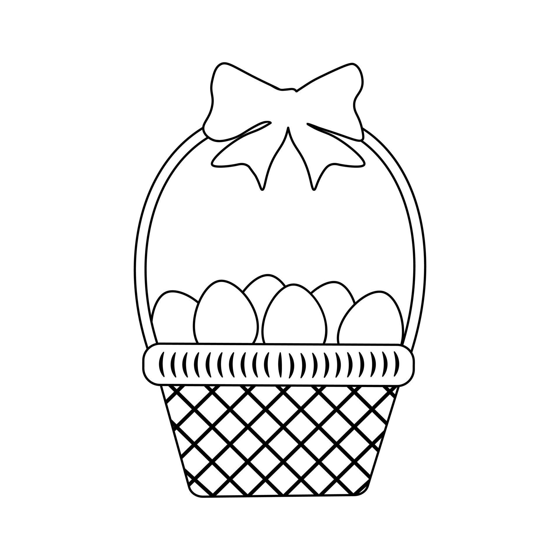 Easter Basket with Eggs coloring page 21816646 Vector Art at Vecteezy