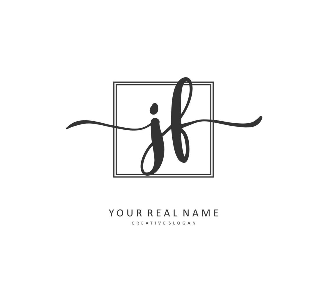 JF Initial letter handwriting and signature logo. A concept handwriting initial logo with ...