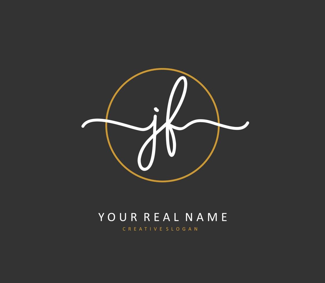 JF Initial letter handwriting and signature logo. A concept handwriting initial logo with ...