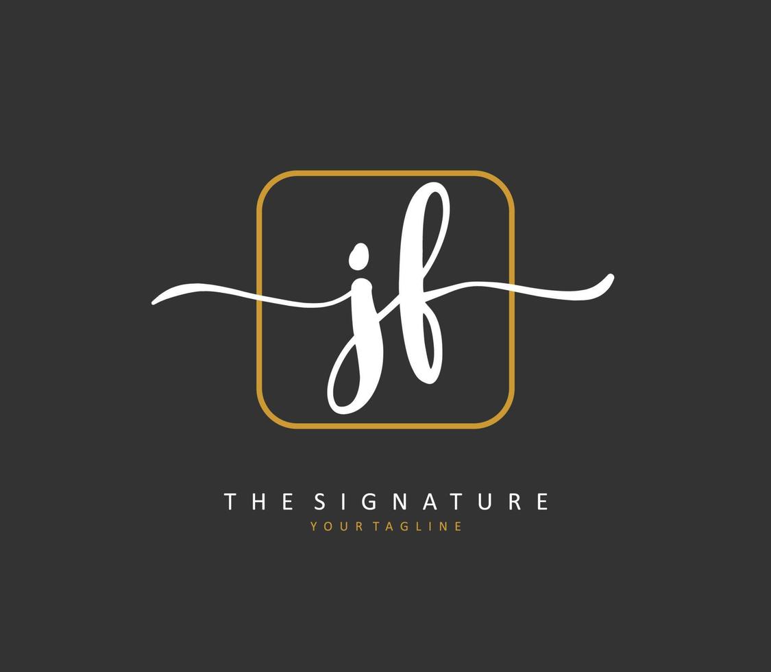 JF Initial letter handwriting and signature logo. A concept handwriting initial logo with ...