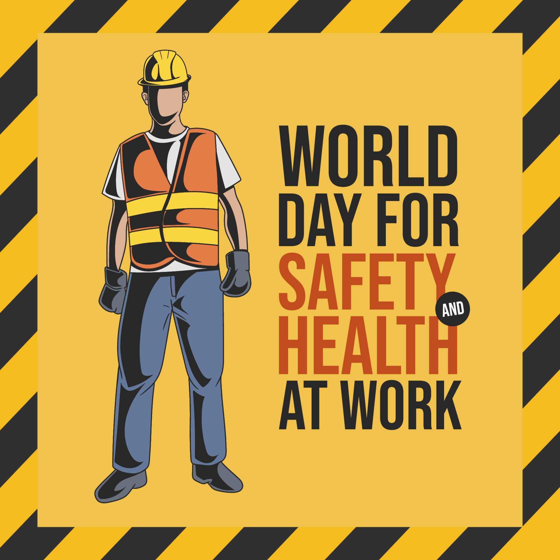 World Day Safety And Health At Work Safety Day Celebration Flat