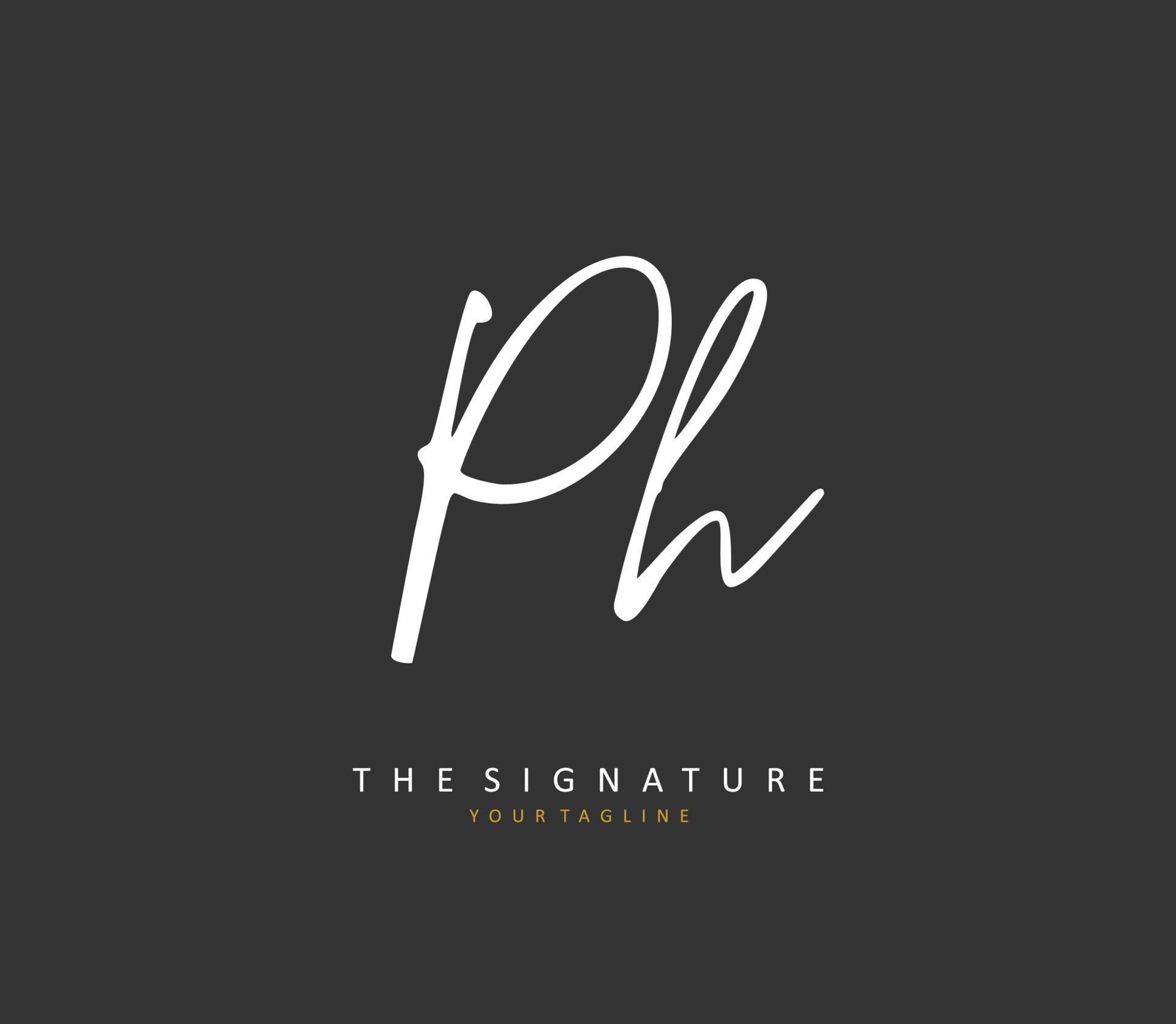 P H PH Initial letter handwriting and signature logo. A concept ...