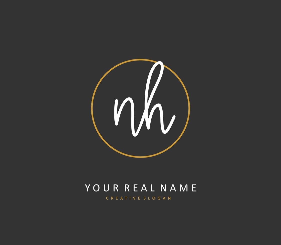 N H NH Initial letter handwriting and signature logo. A concept handwriting initial logo with ...