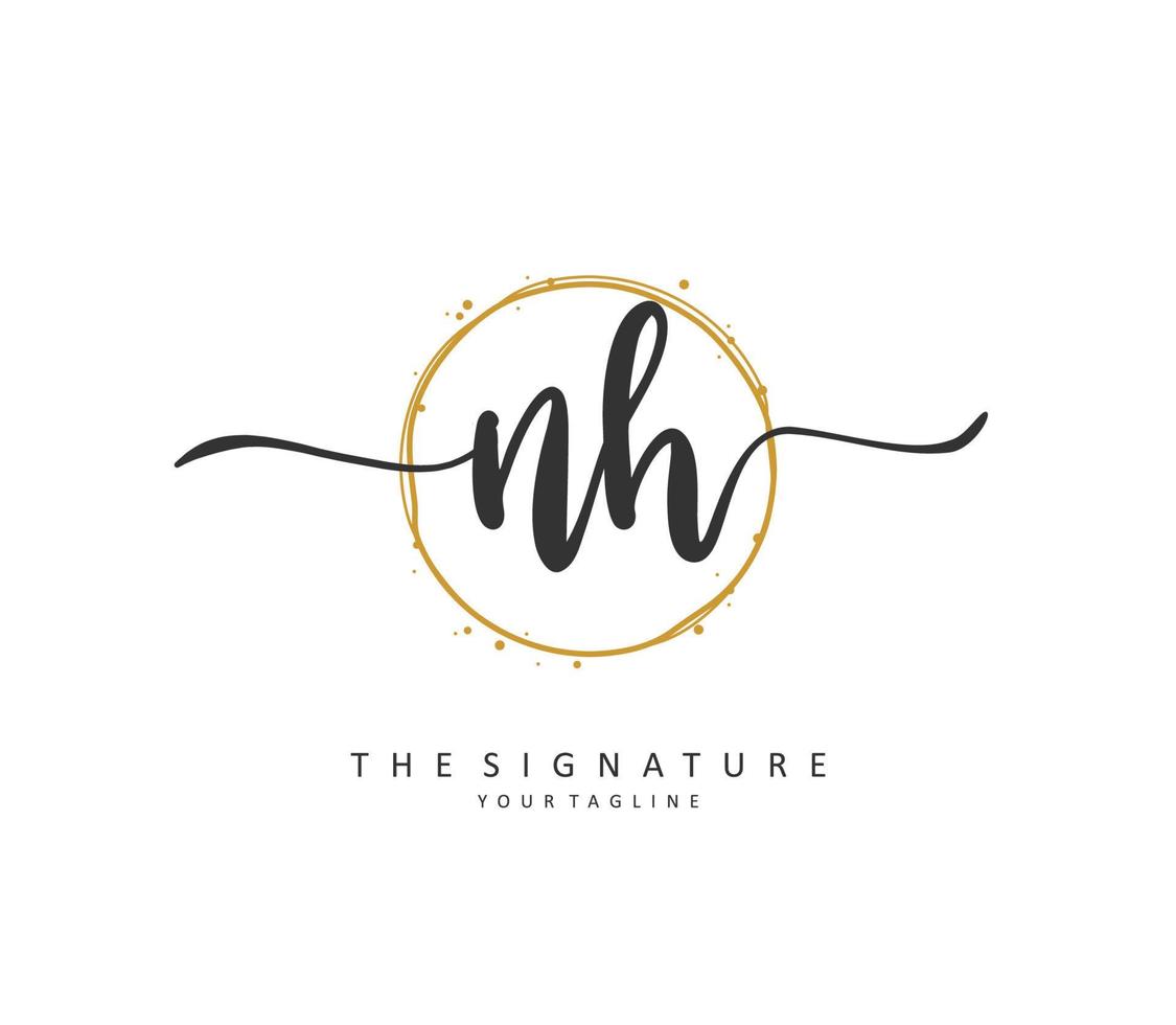 N H NH Initial letter handwriting and signature logo. A concept handwriting initial logo with ...