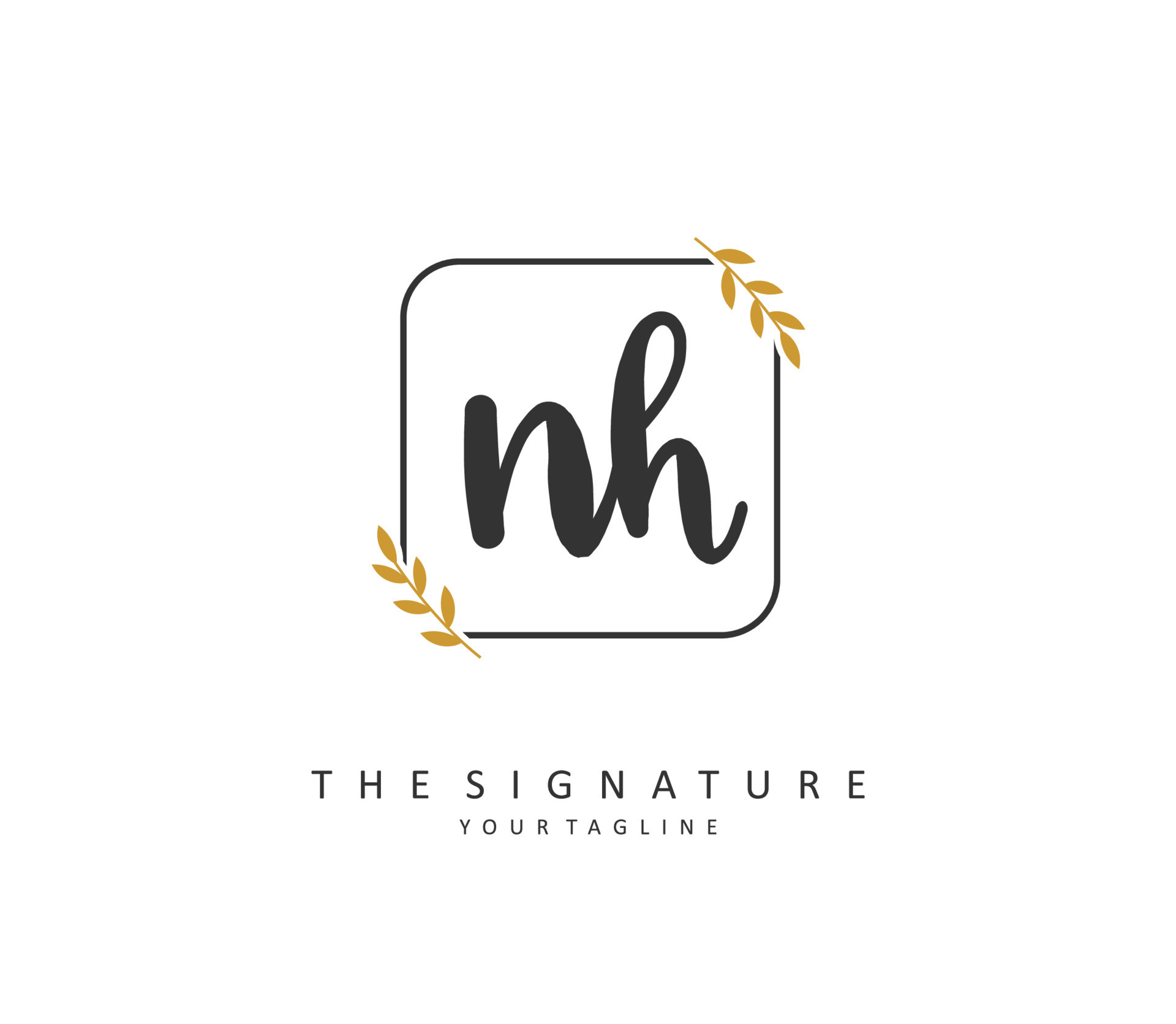 N H NH Initial letter handwriting and signature logo. A concept handwriting initial logo with ...