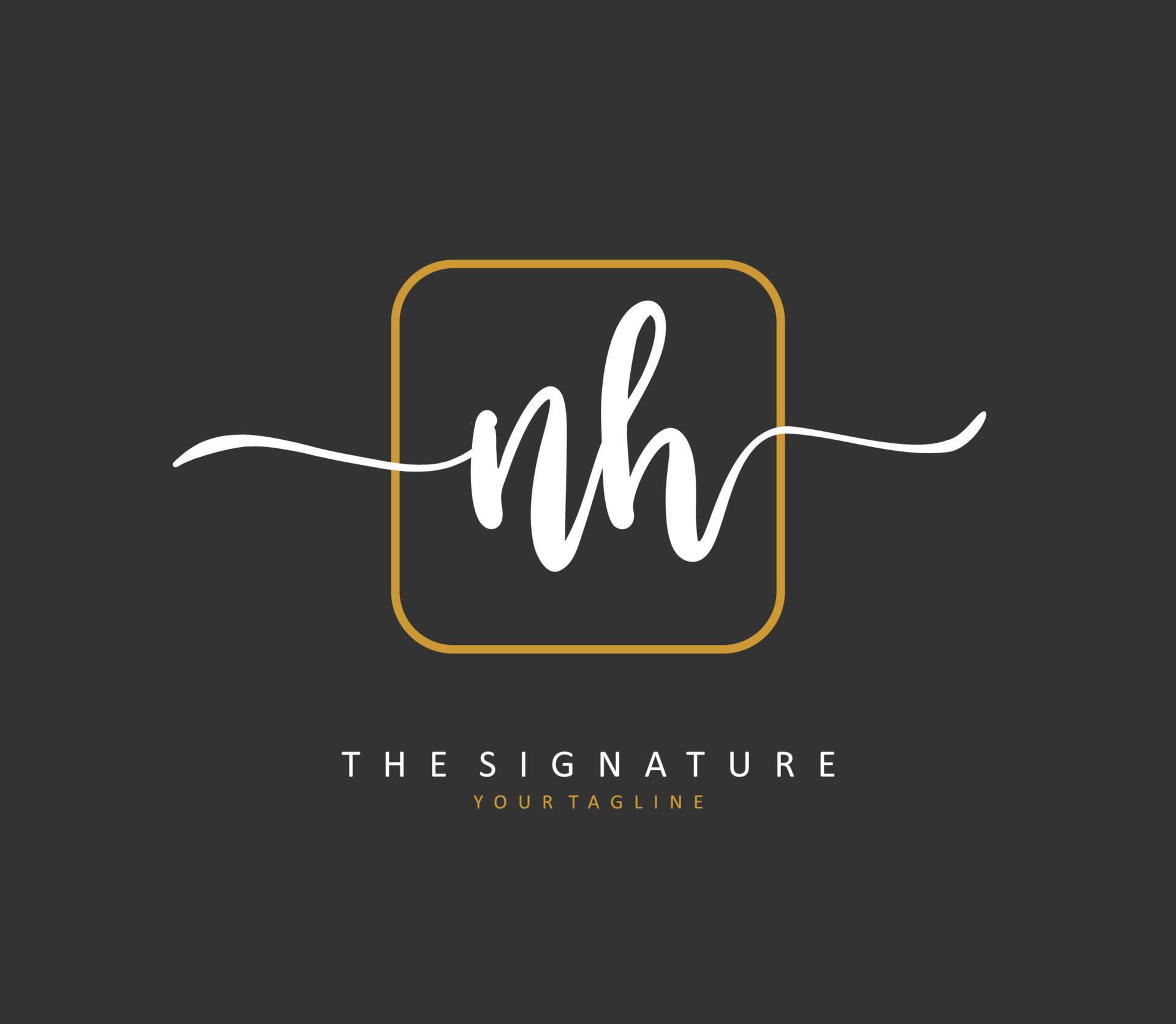 N H NH Initial letter handwriting and signature logo. A concept handwriting initial logo with ...