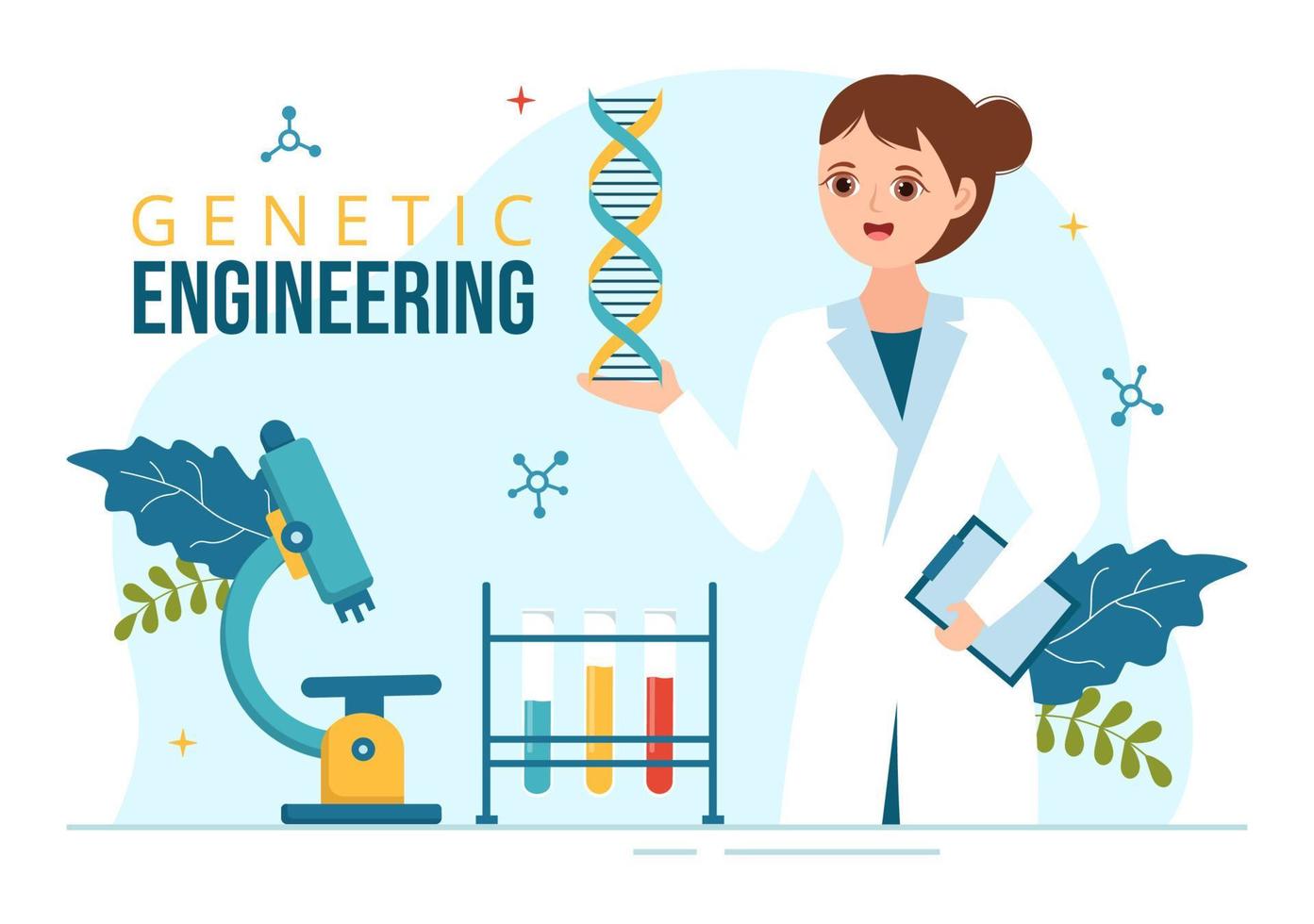 Genetic Engineering And Dna Modifications Illustration With Genetics Research Or Experiment