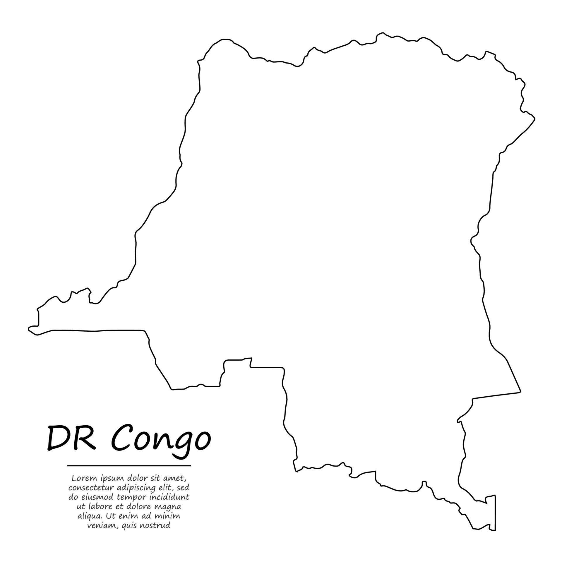 Simple Outline Map Of Dr Congo Silhouette In Sketch Line Style