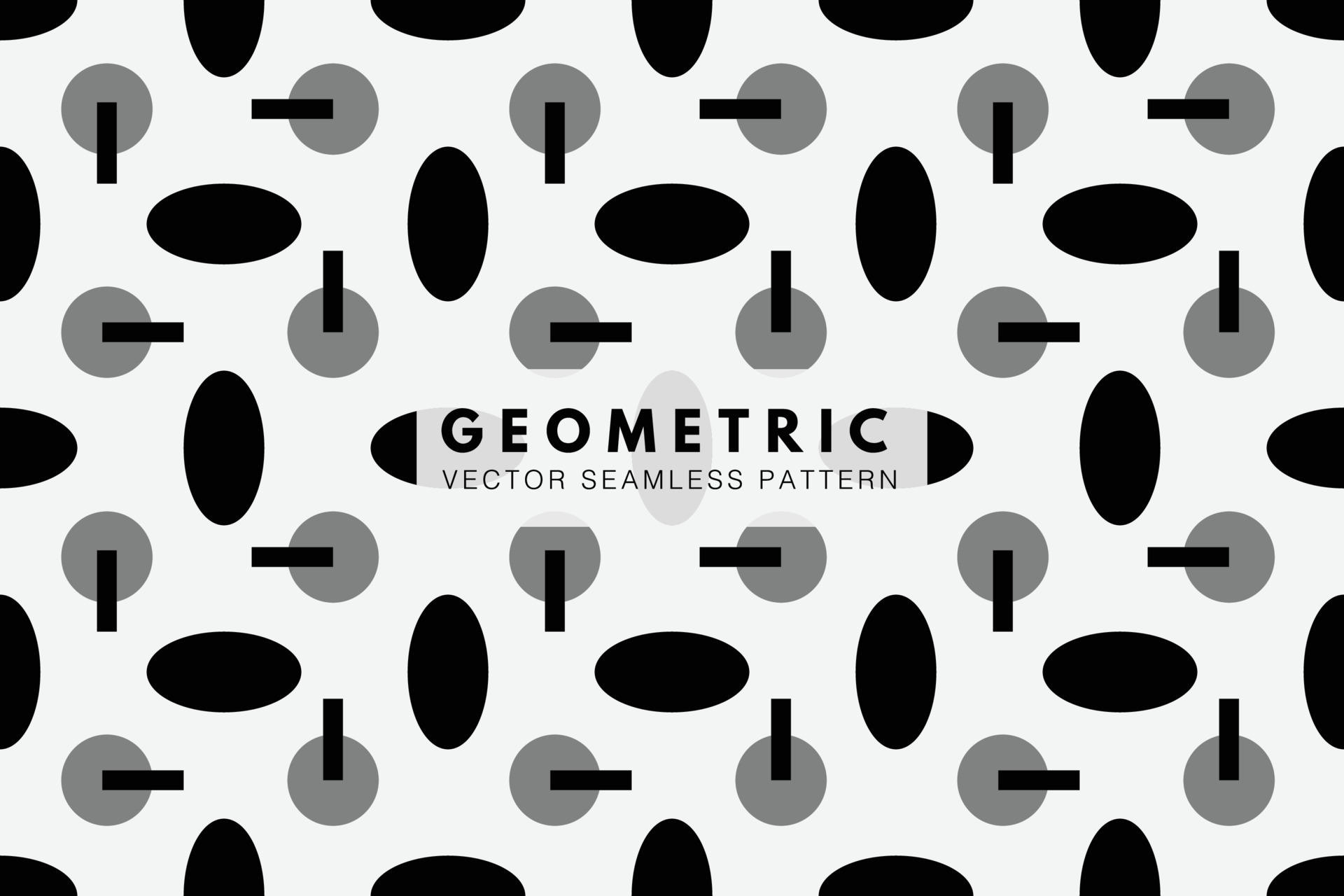 Circle And Oblong With Line Geometric Shapes Seamless Repeat Vector